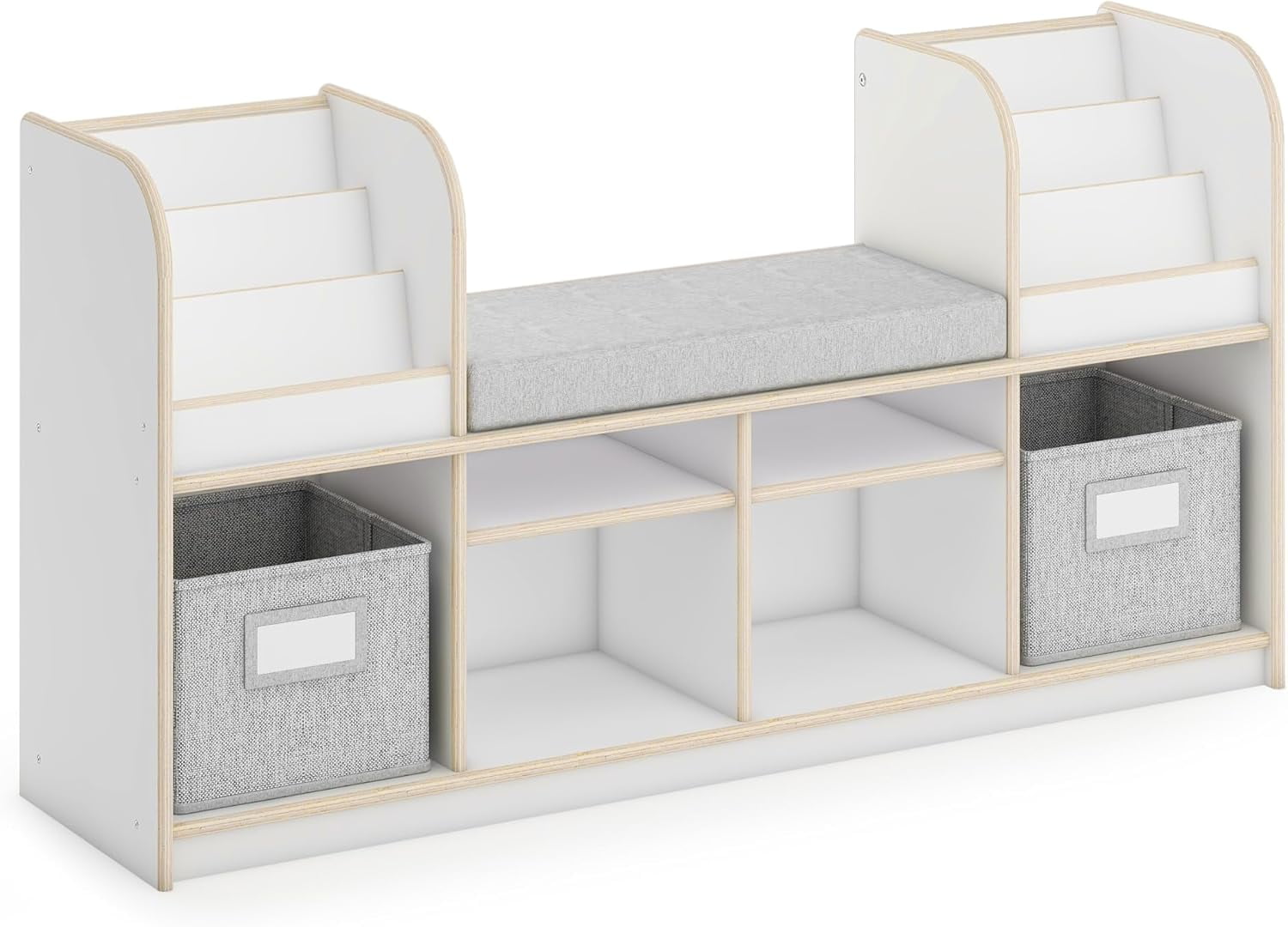 Guidecraft EdQ Reading Nook - White: Kids' Bookshelf Bench with Storage ...