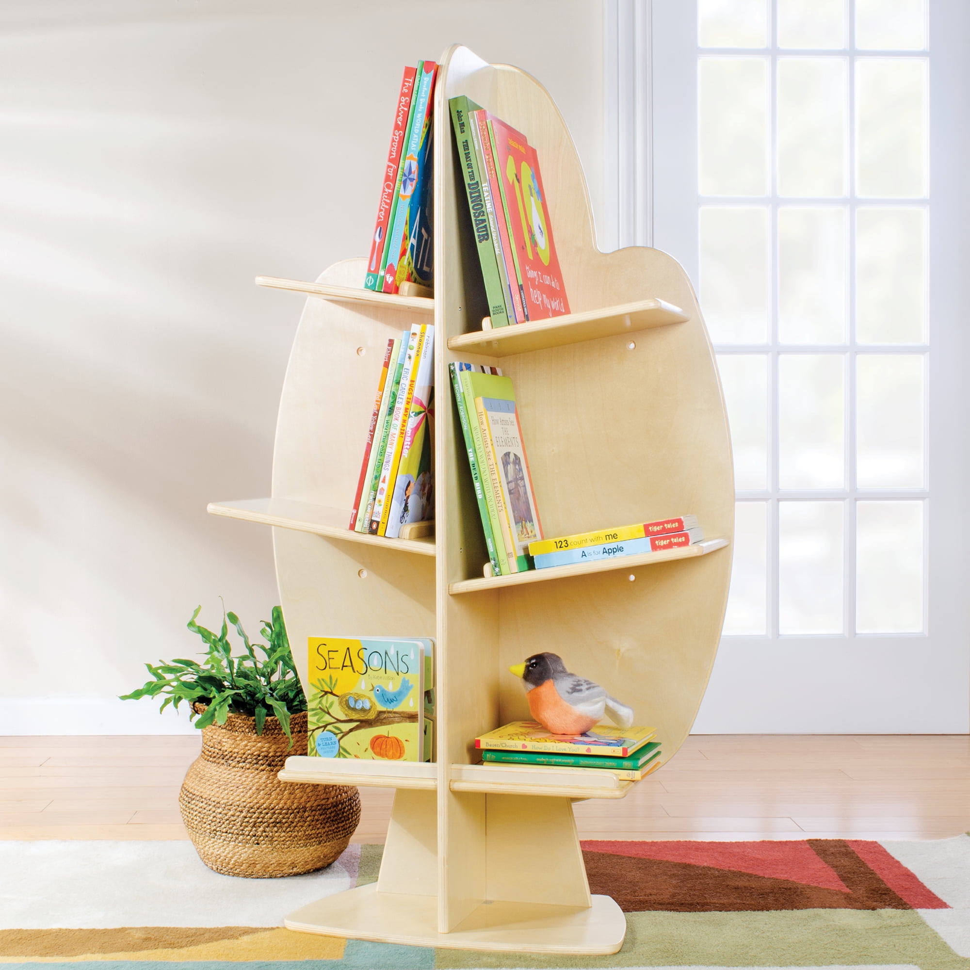 Guidecraft EdQ Reading Tree - Natural: Wooden Standing Bookshelf for ...