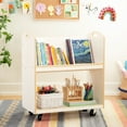 Guidecraft EdQ Kids Book Storage Cart - White: 2-Shelf Wooden Rolling ...