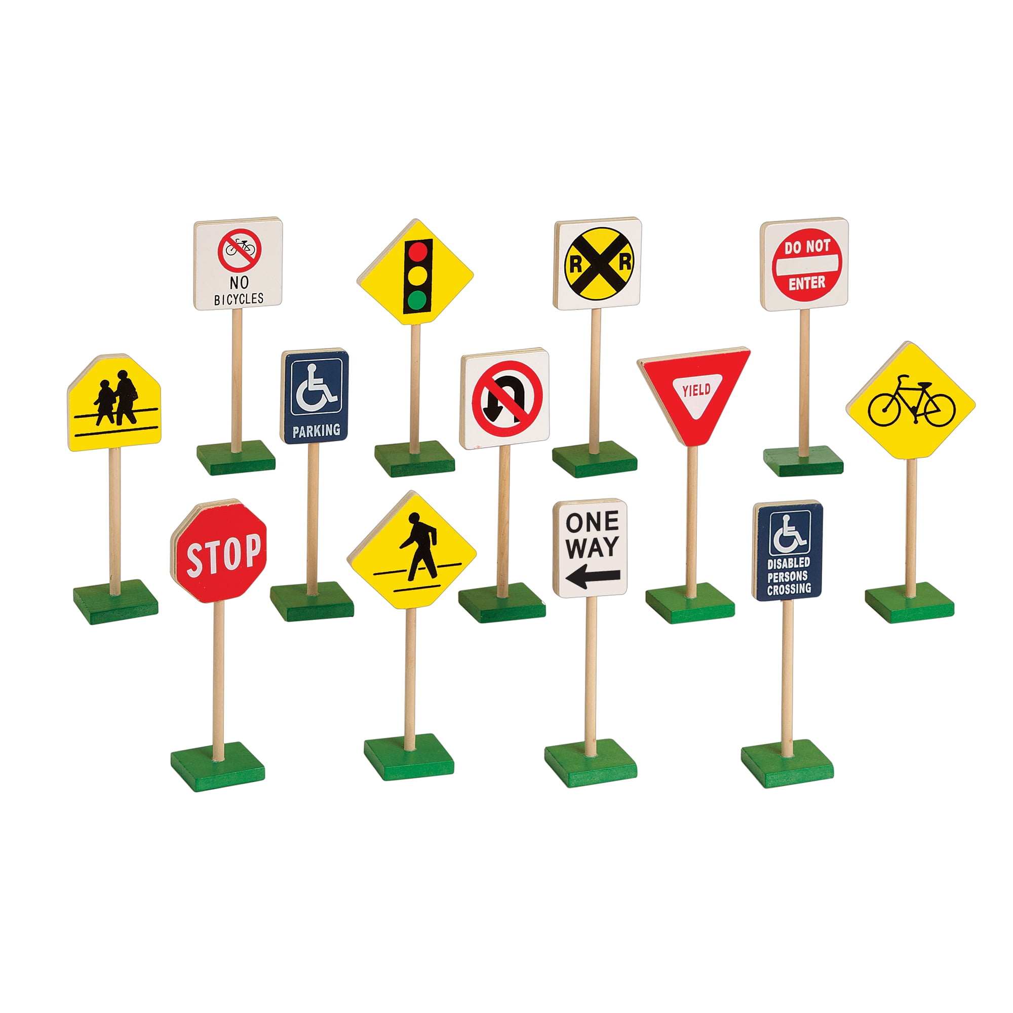 Guidecraft Guidecraft 7" Wooden Block Play Traffic Signs - Kids ...