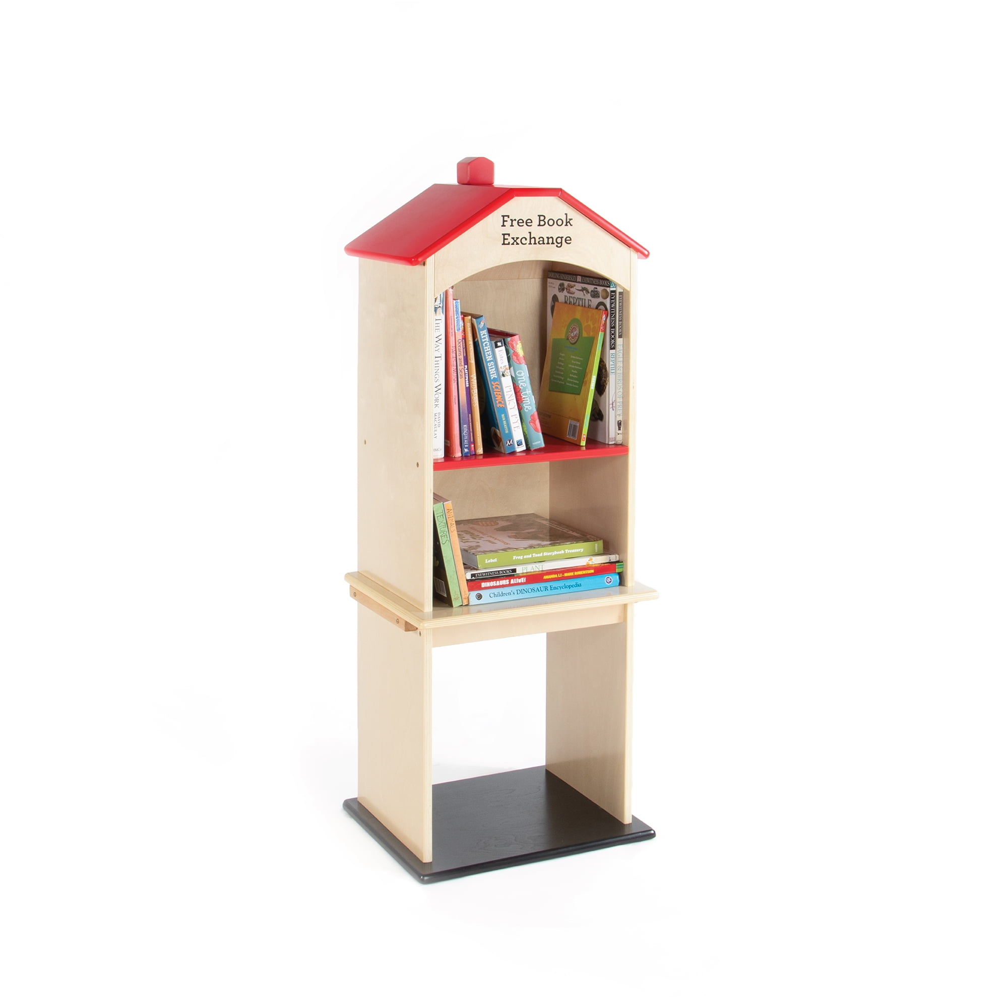 Guidecraft Guidecraft Free Library Exchange Book Stand: 3-Shelf Wooden ...