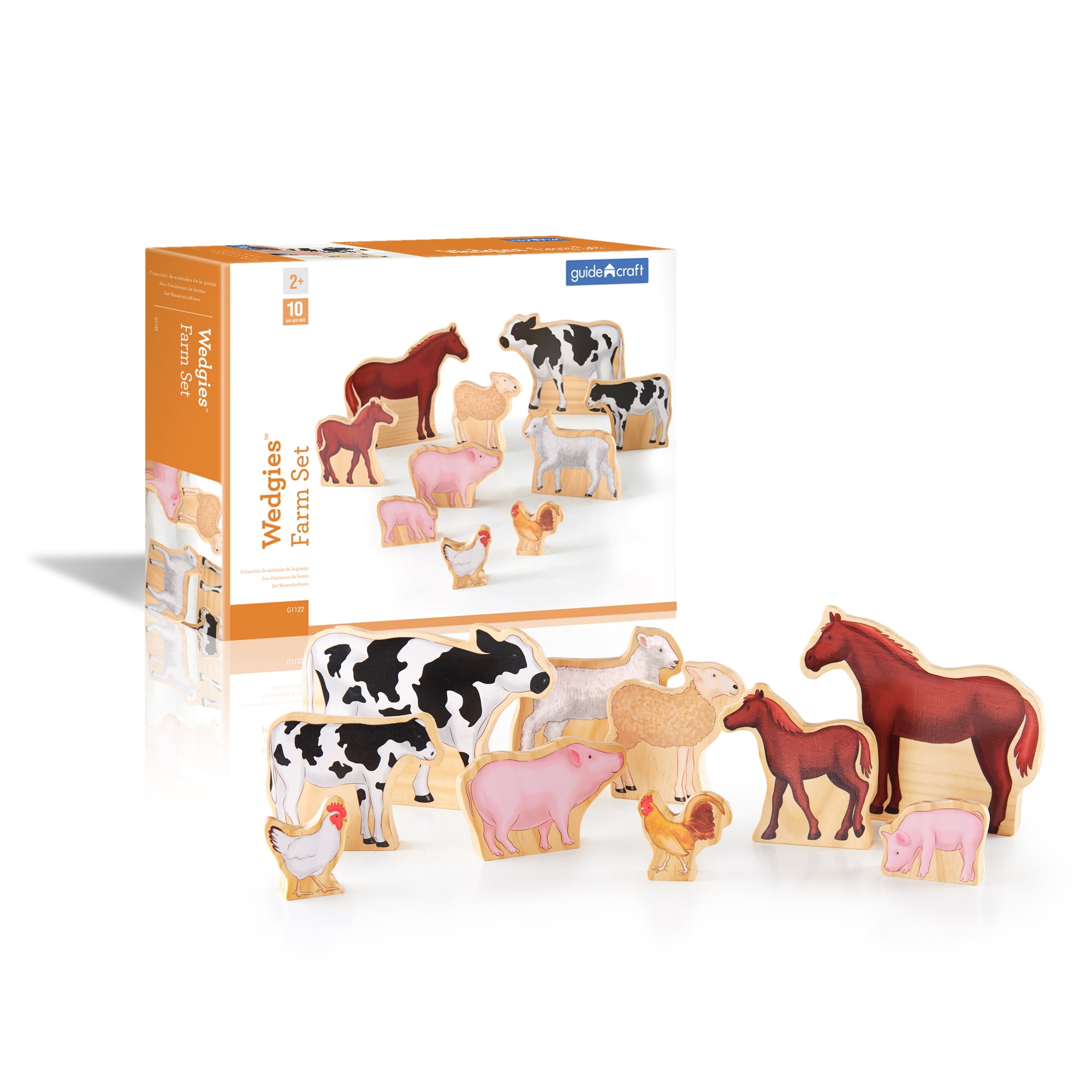 Guidecraft Guidecraft Wedgies Farm Animals Set - Wooden Farm Toys For ...