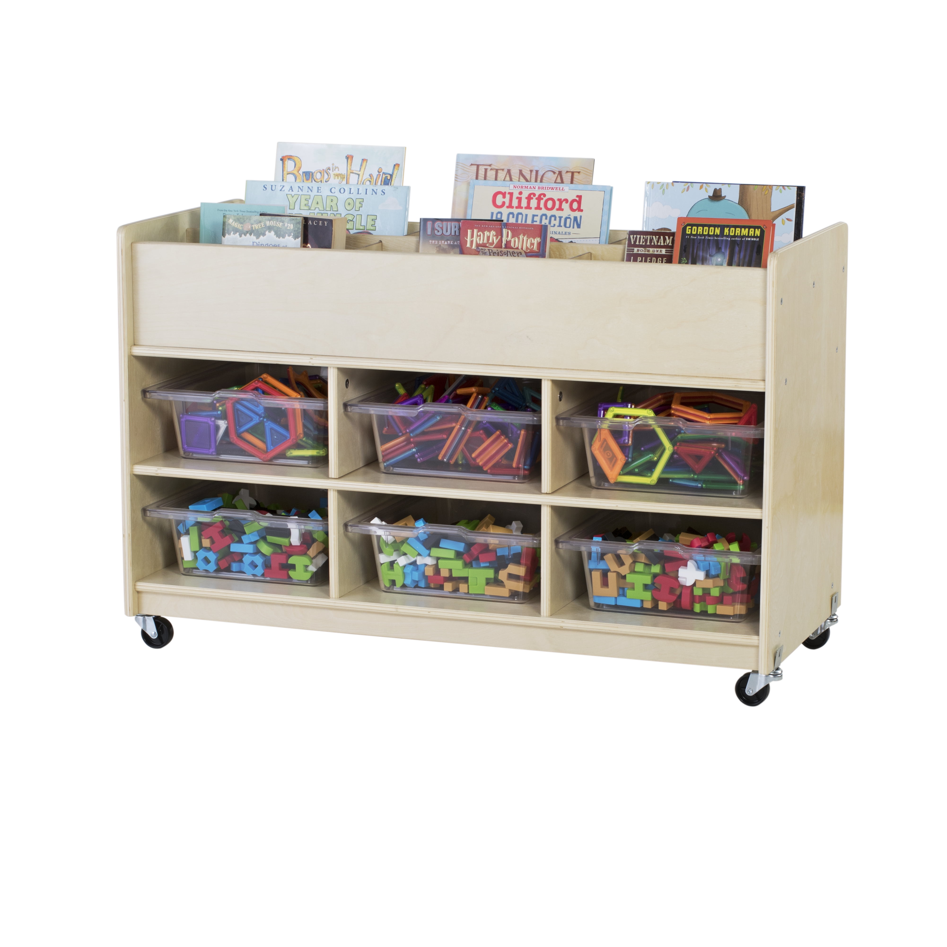 Guidecraft Kids Book top and Bin Storage Unit - Childrens Classroom ...