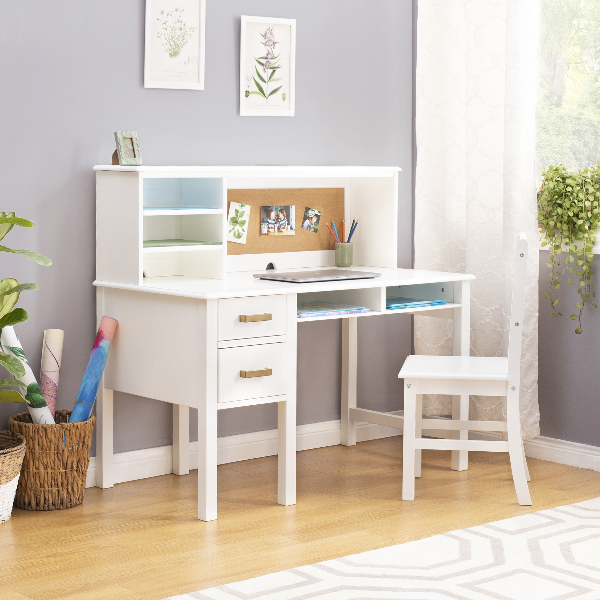 BALANBO Kid's Desk Kid's Table and Chair Set with Drawers and Bookshelf ...