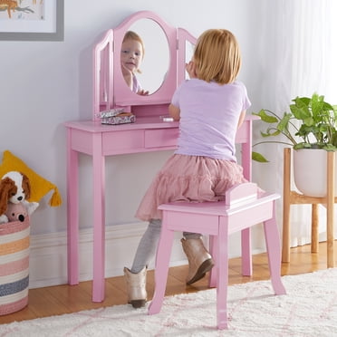 OLAKIDS 2 in 1 Kids Vanity Set - Princess Dressing Table, Rotating ...