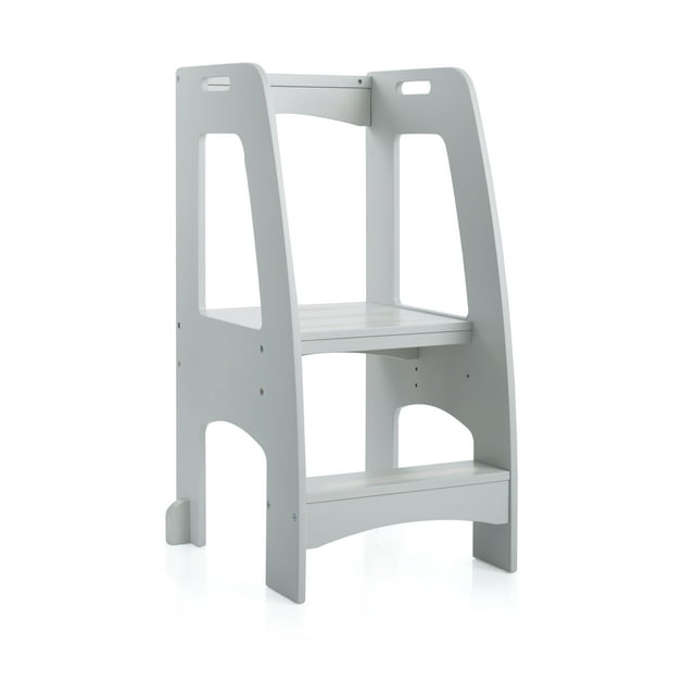 Guidecraft Kitchen Tower Step-Up Stool - Gray: Kids' Wooden, Adjustable ...