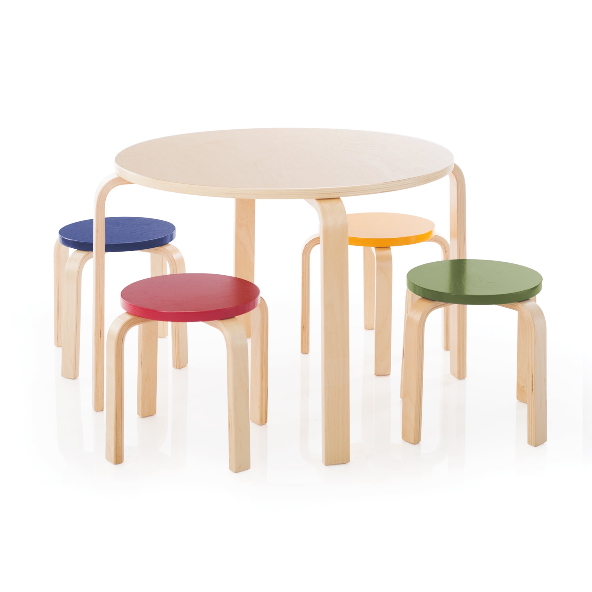 Guidecraft Nordic Table and Chairs Set for Kids: Multi-Color - Stacking ...