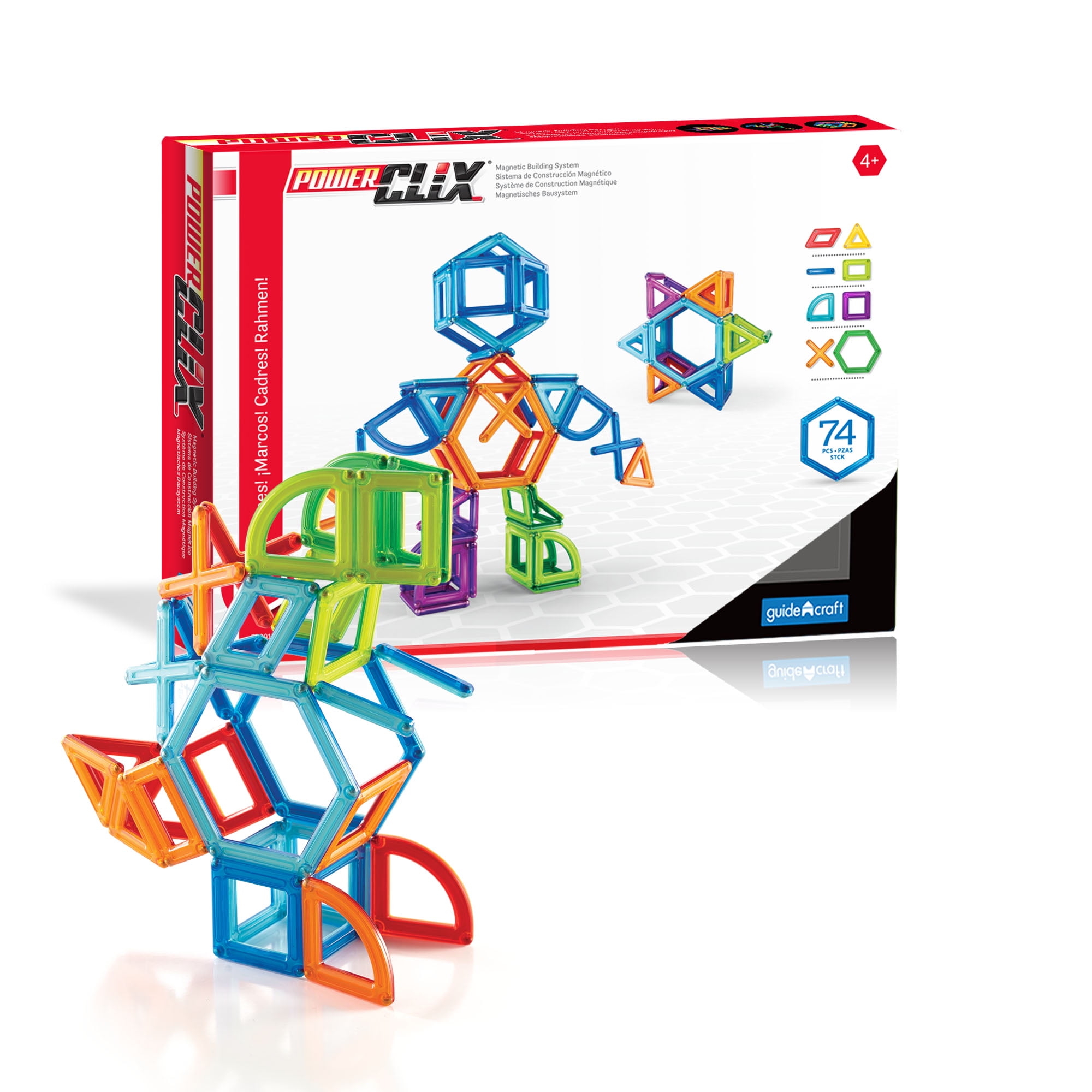 Guidecraft PowerClix Frames Magnetic Building Blocks Set -74 Piece ...