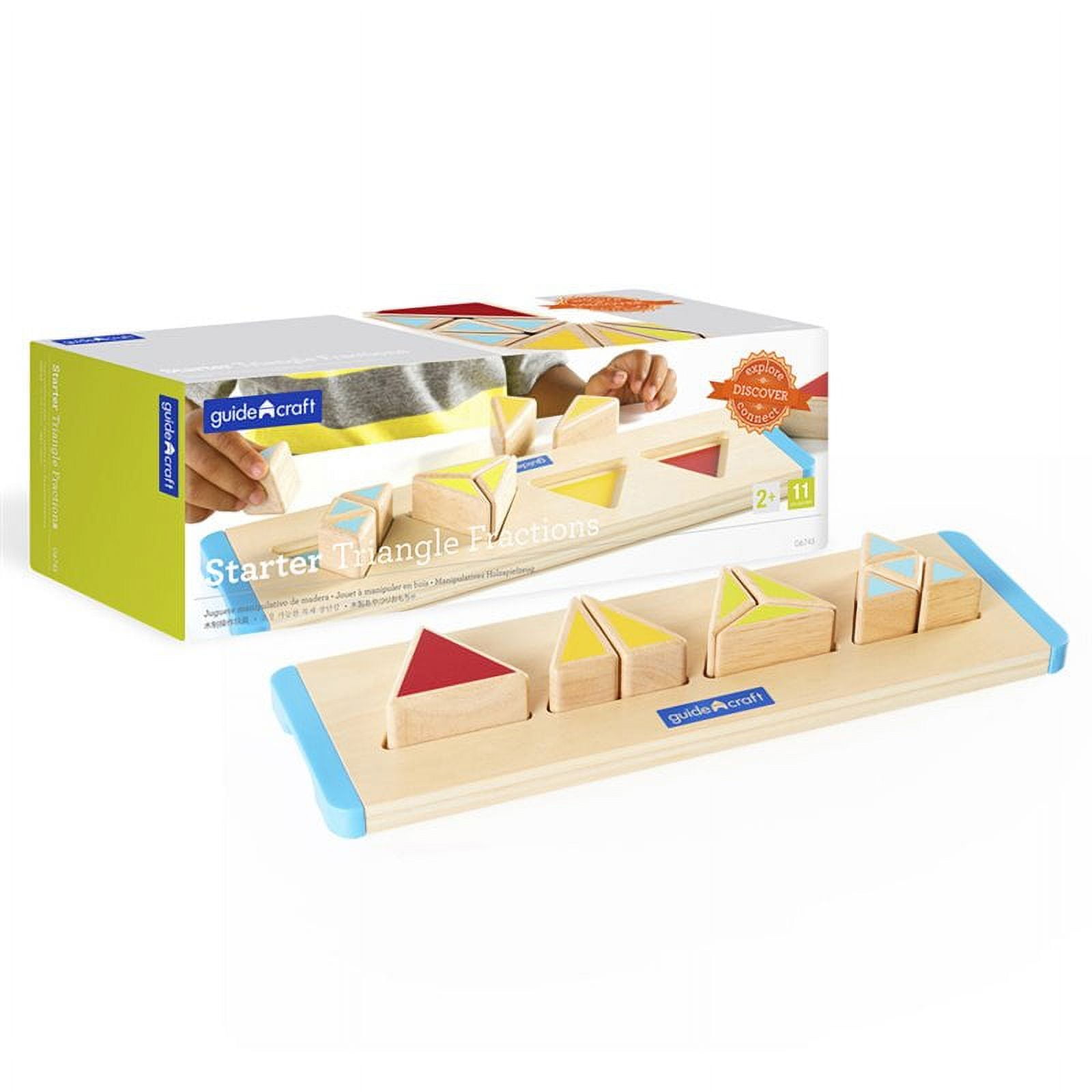 Guidecraft Starter Triangle Fractions - Early STEM Skills Wooden Puzzle for Toddlers, Kids ...