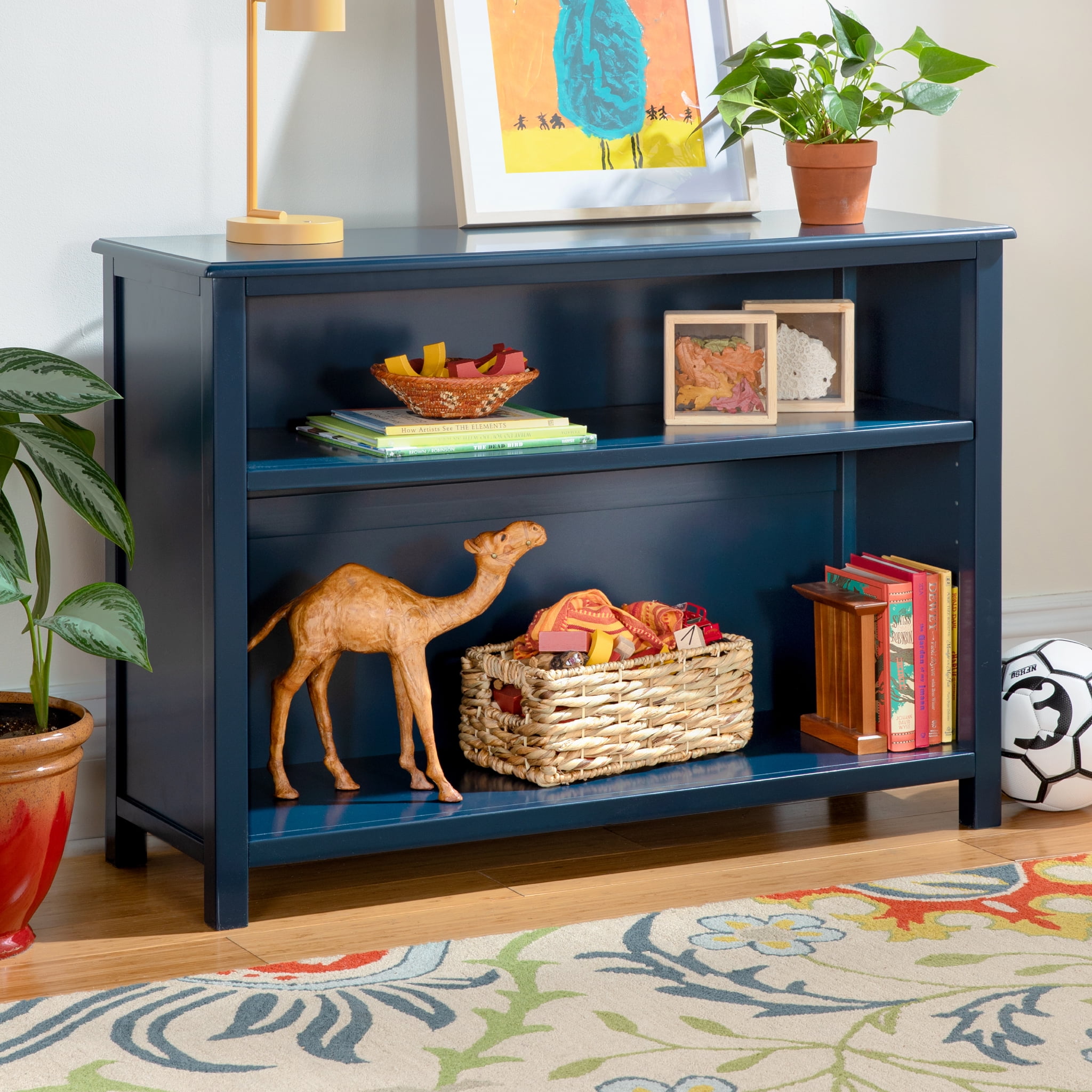 Guidecraft Taiga 2-Shelf Bookcase - Navy: 30" Bookshelf and Storage ...