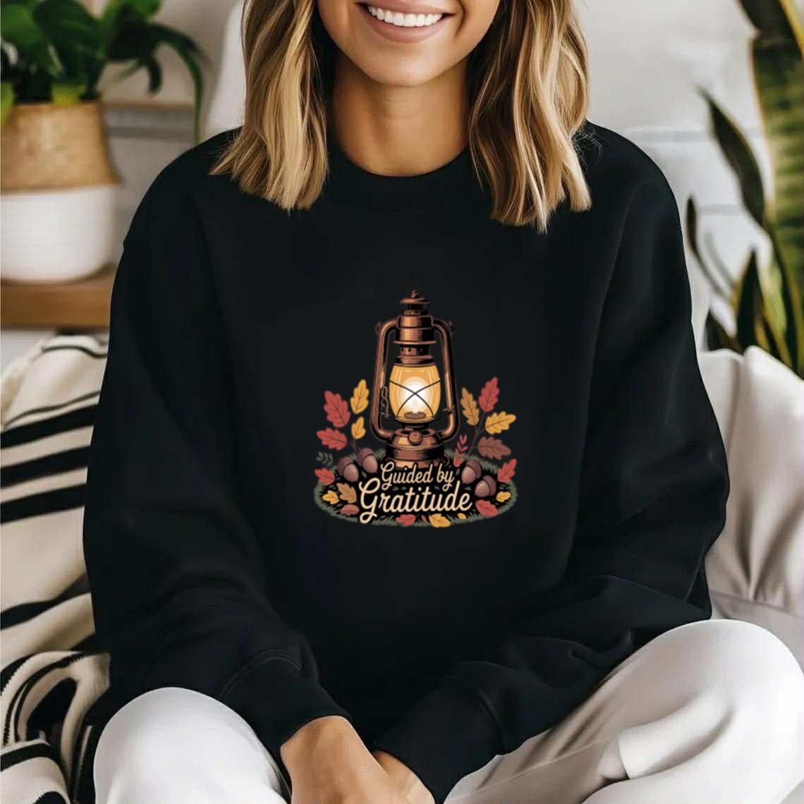 Guided By Gratitude Shine Your Light Autumn Vibes Inspirational Quote Sweatshirt, for men ...