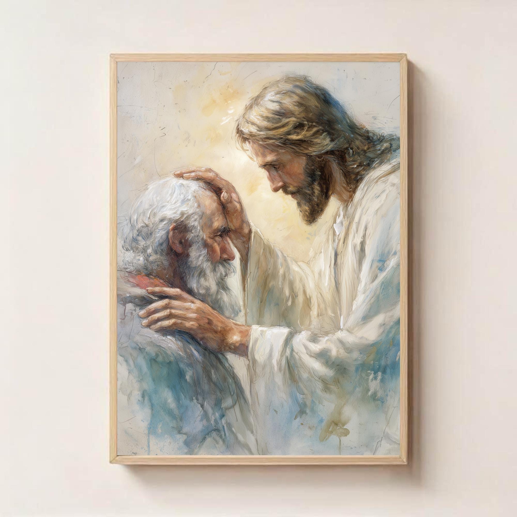 Guided By Grace - Jesus Comforting The Elderly With Love, Jesus Art ...