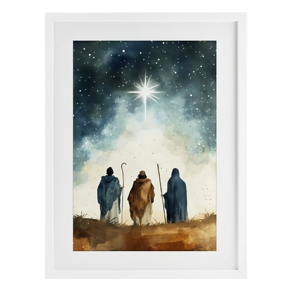 Guided Wisdom Shepherds White Framed Print Under Glass, design by Petal ...