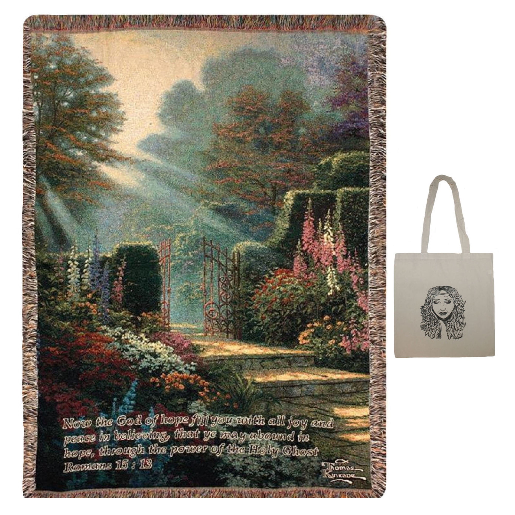 Guiding Light 50" x 60" Inspirational Tapestry Throw Blanket & Angel ...