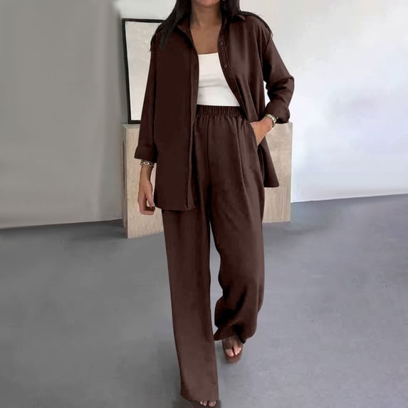 Guieoi Matching Outfits for Women Spring/Summer V-neck Casual Collared ...