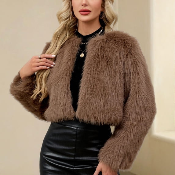 Guieoi Plus Size Jackets for Women Womens Ladies Warm Faux Furry Coat ...