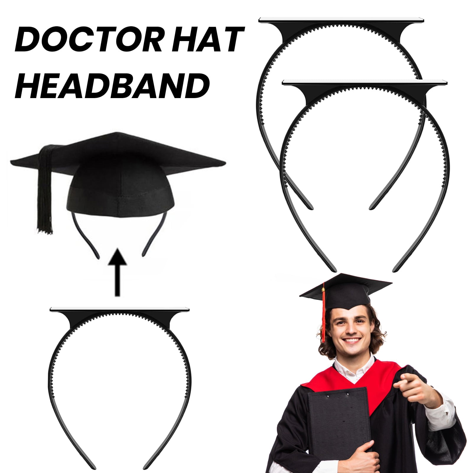 Guiexla 1/2Pcs Graduation Cap Headband Secure Graduation Cap Easy-to ...