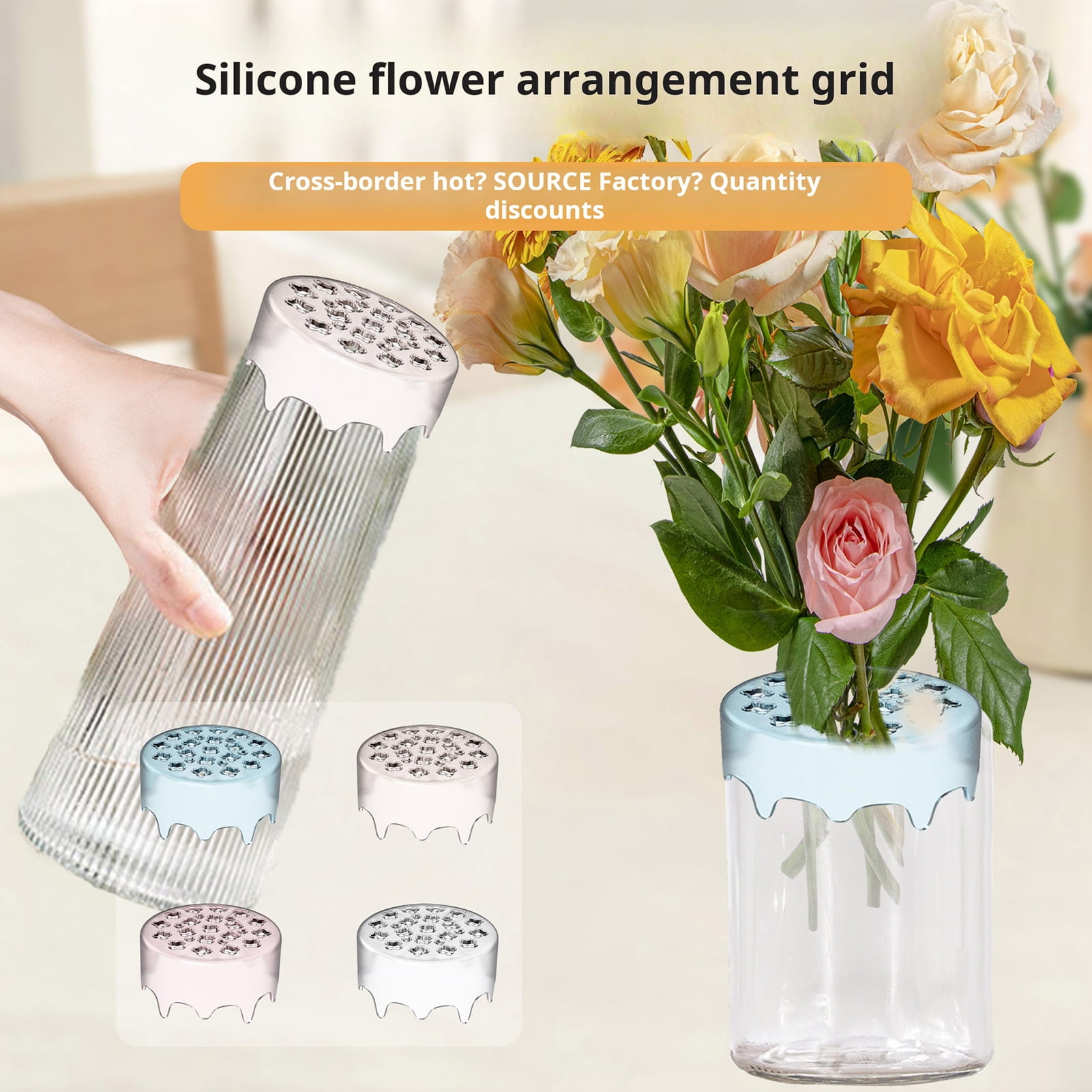 Guiexla 1/2Pcs Silicone Flower Arrangement Holder Reusable DIY Vase ...