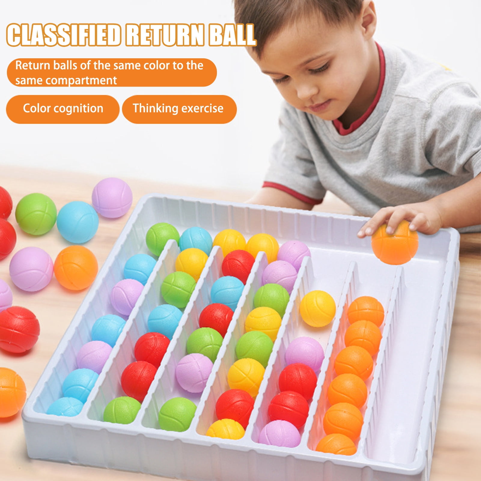 Guiexla 1 Set Kids Color Ball Sorting Game Educational Colorful Ball ...