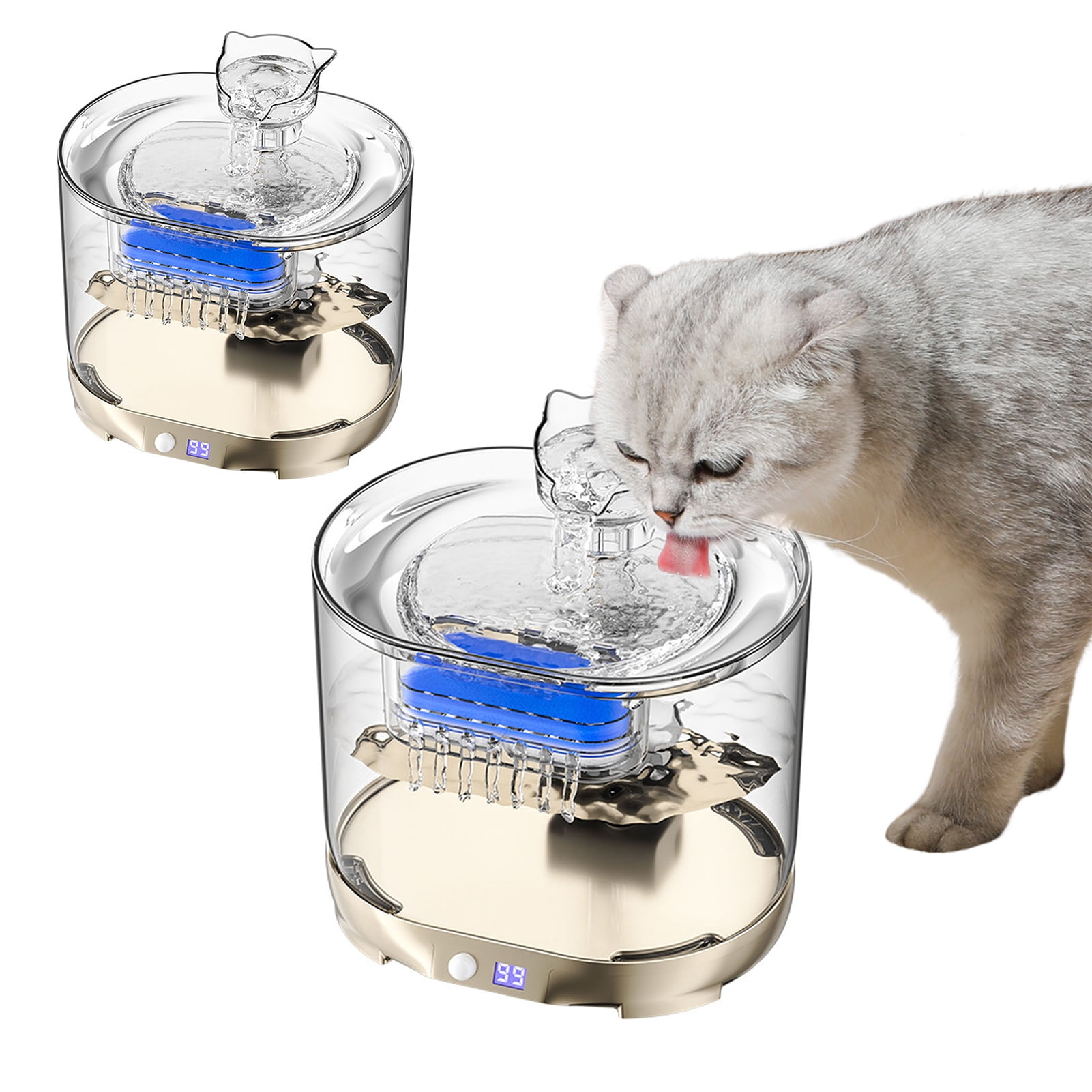 Guiexla 2.2L/74.4oz Automatic Cat Water Fountain Quiet Pet Water ...