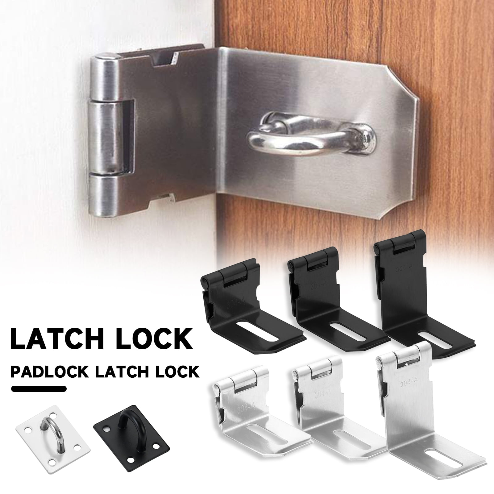 Guiexla 2Pcs Padlock Latch Lock Stainless Steel Hasp Lock Latch ...