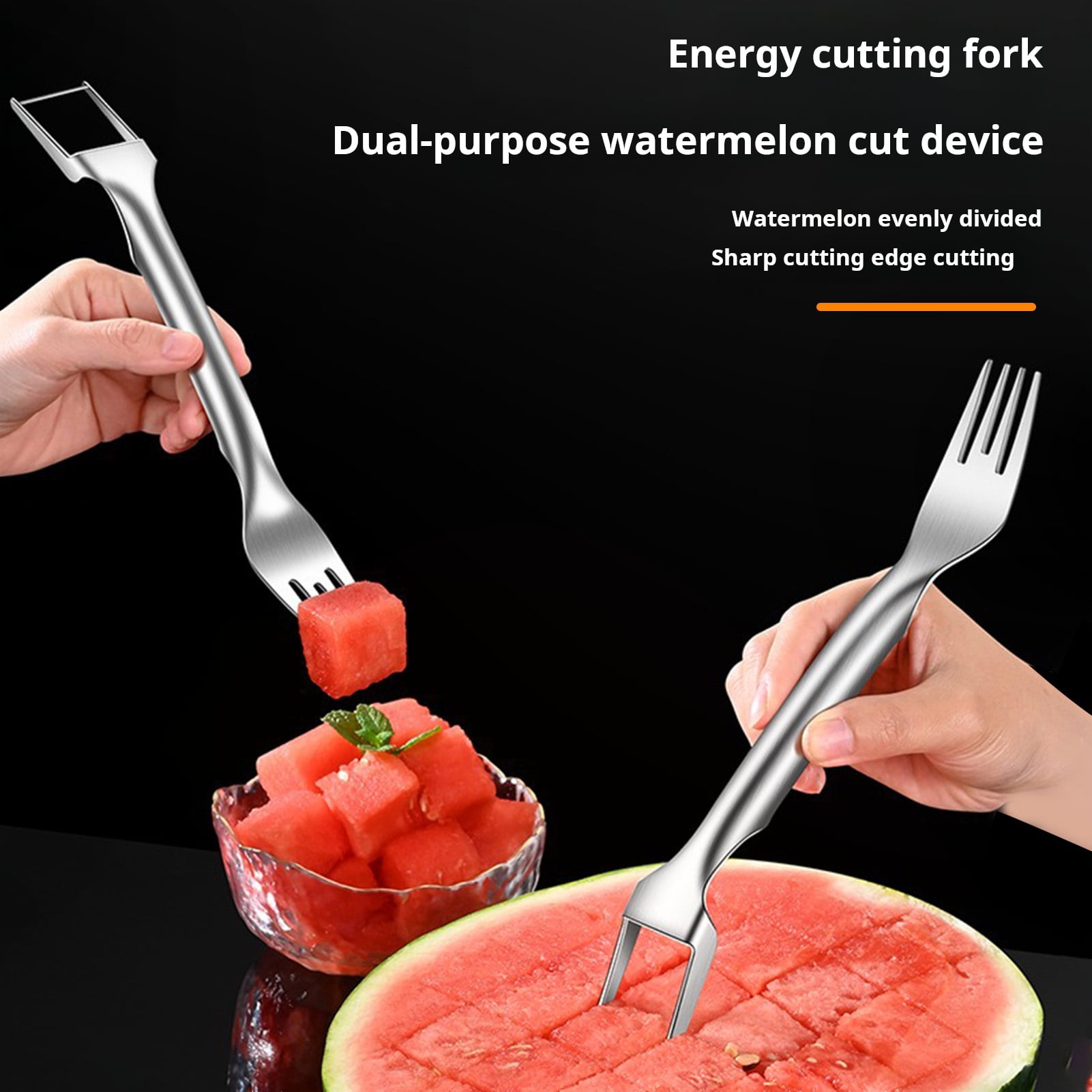Guiexla 3 Pcs 2-In-1 Stainless Steel Watermelon Cutter Fork Slicer Easy ...
