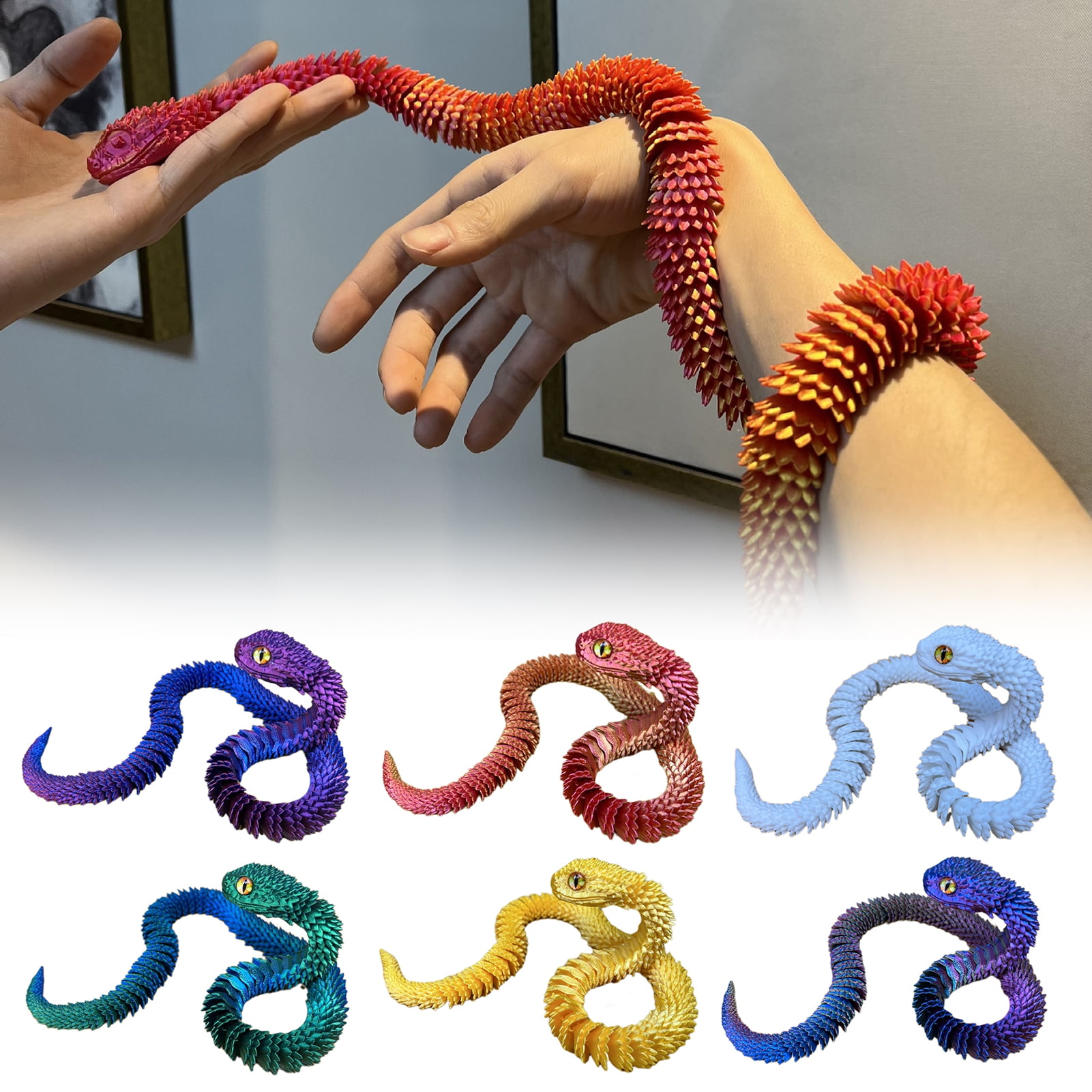Guiexla 3D Printed Snake Figurine Movable Joints Snake Figure ...