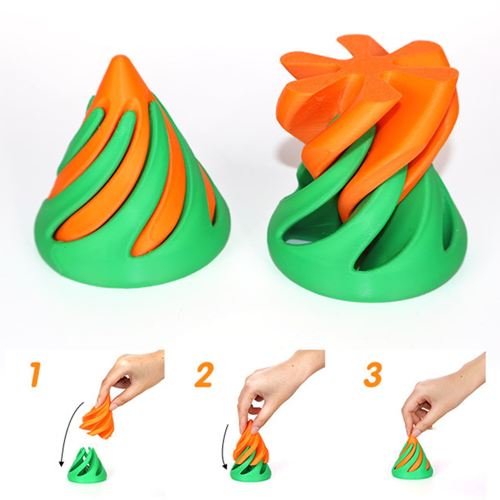 Guiexla 3D Printed Spiral Cone Toy Desktop Passthrough Spiral Figurine ...