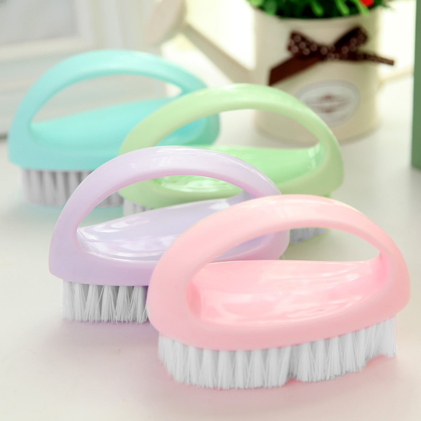 Guiexla 5Pcs Scrubbing Brushes with Ergonomic Handle Heavy-Duty Stiff Nylon Bristles Reusable ...