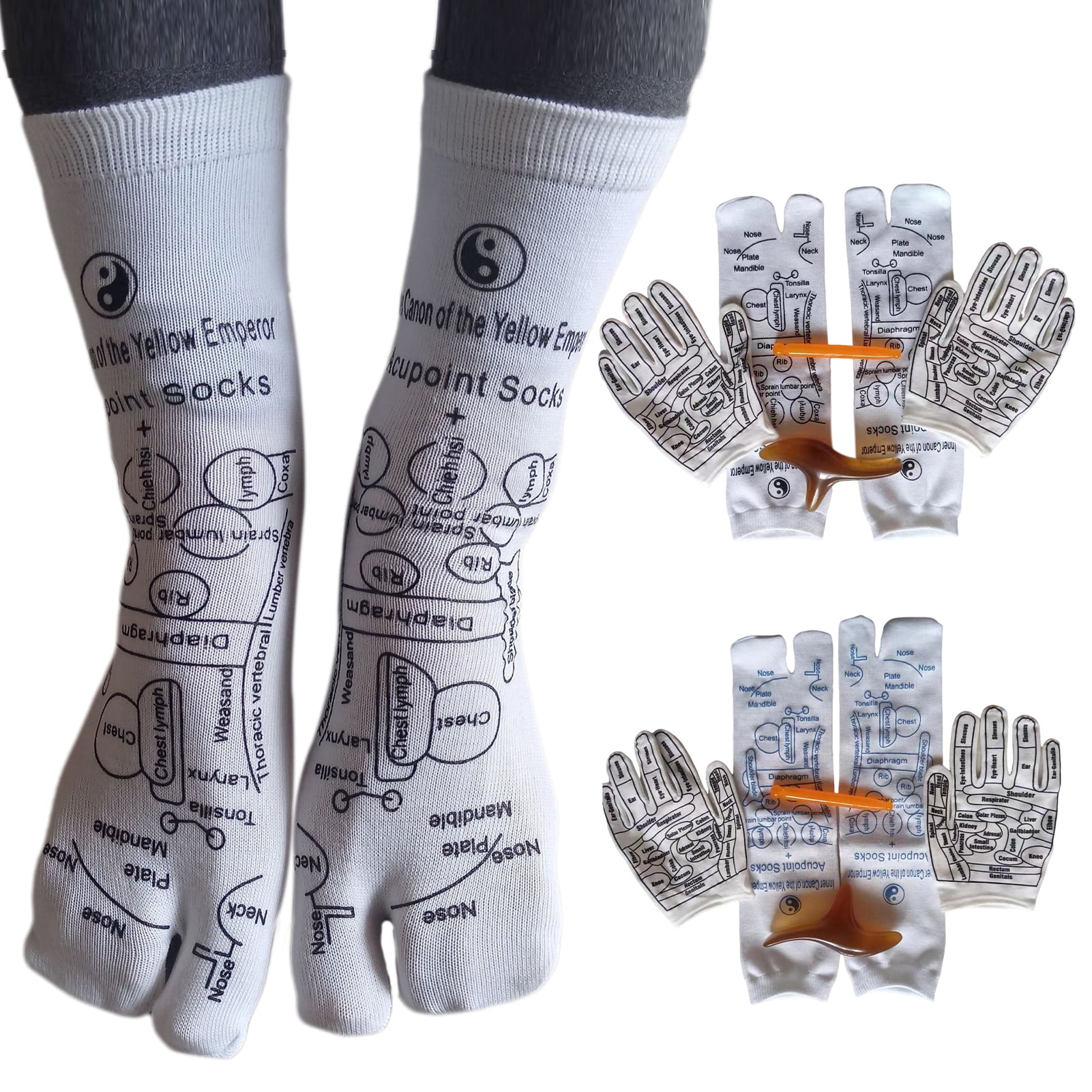 Guiexla Acupoint Socks with Tools Foot Massage Socks Gloves Set Unisex ...