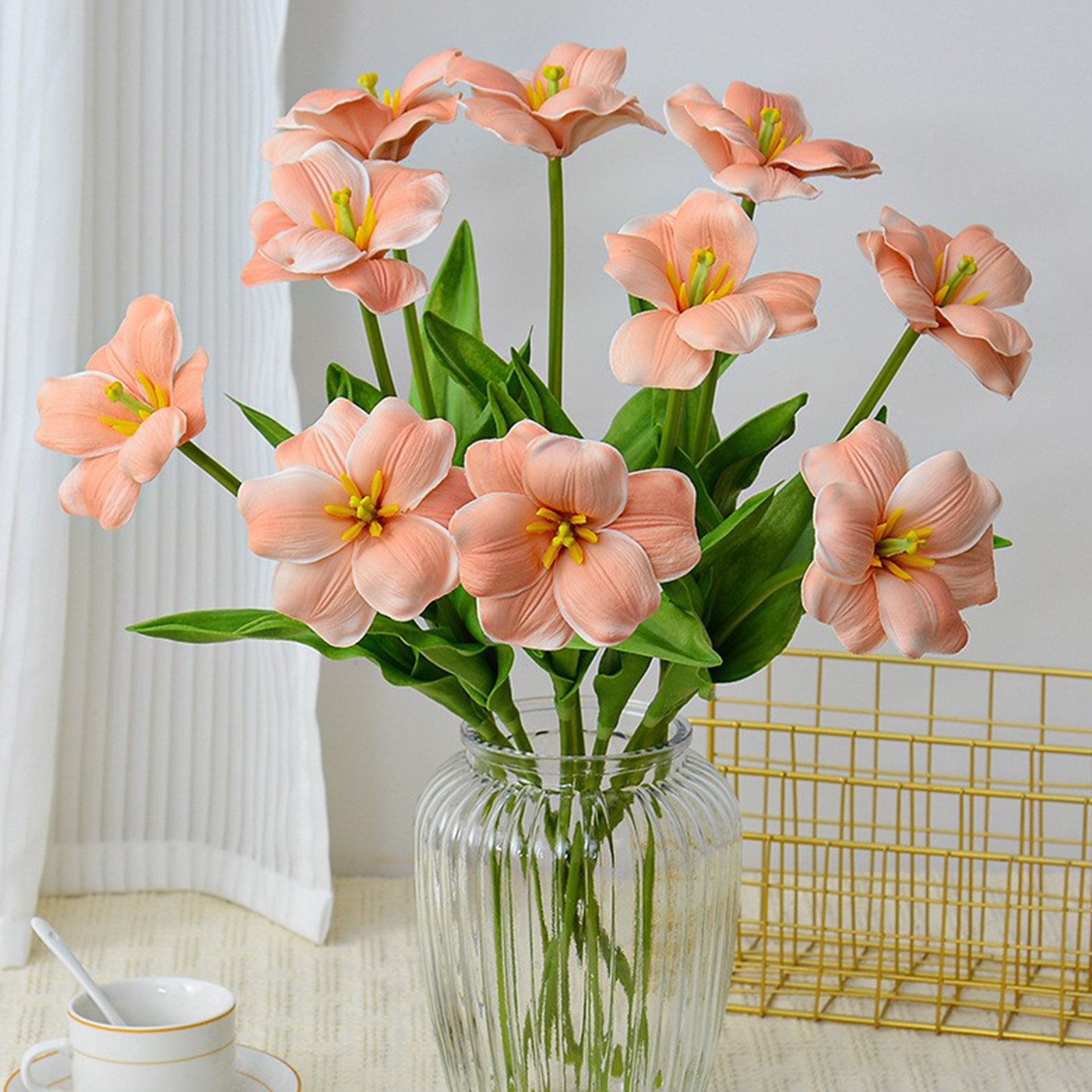 Guiexla Artificial Opening Tulip with Stem Realistic Colorful Fake ...