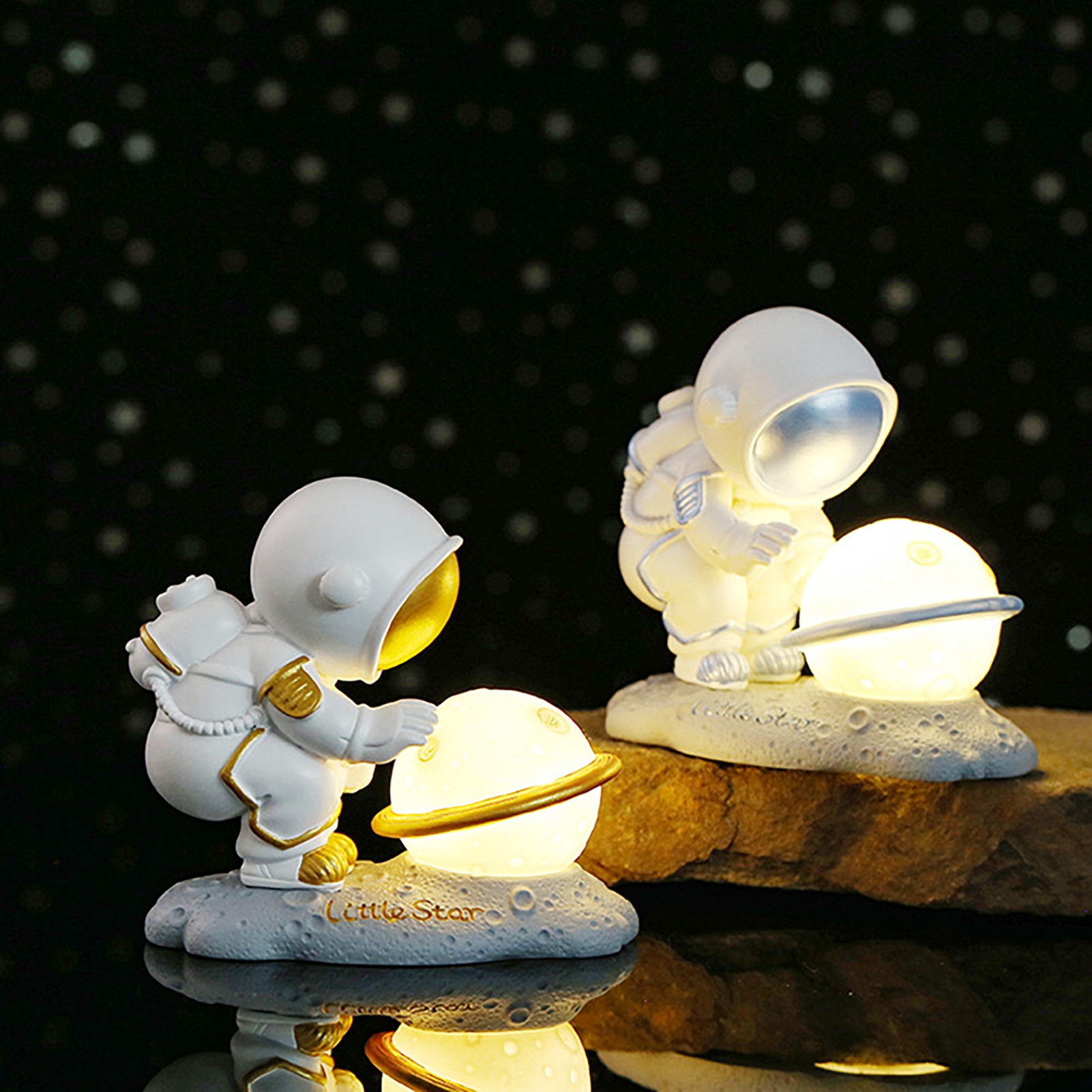 Guiexla Astronaut Moon Night Light Rechargeable LED Spaceman Planet ...