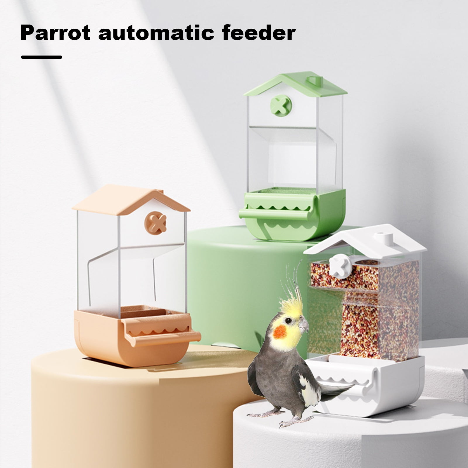 Guiexla Automatic Bird Feeder Large Capacity Seeds Dispenser with Perch ...