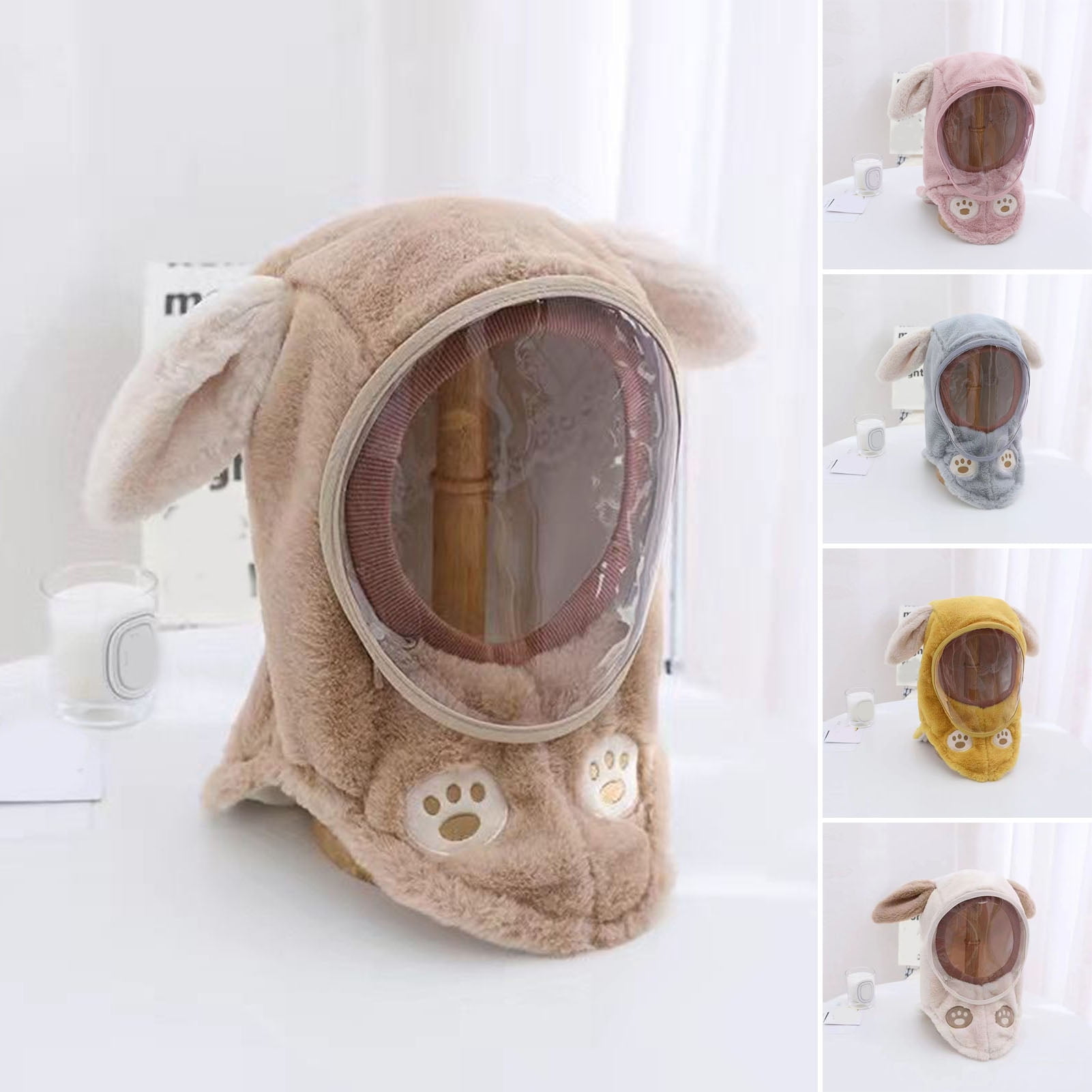 Guiexla Autumn Winter Children Hat with Clear Face Guard Cartoon Bear ...