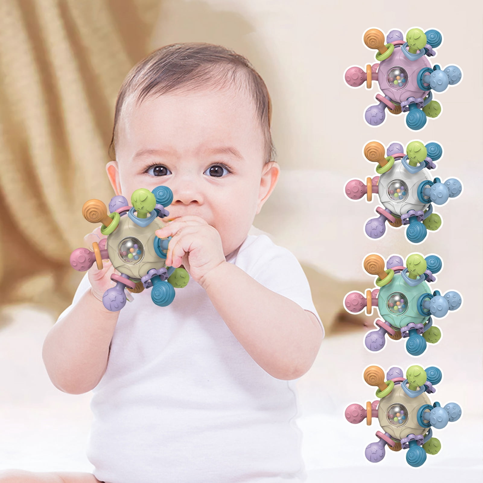 Guiexla Baby Teething Toys for 0-12 Months BPA Free Sensory Chew Rattle ...