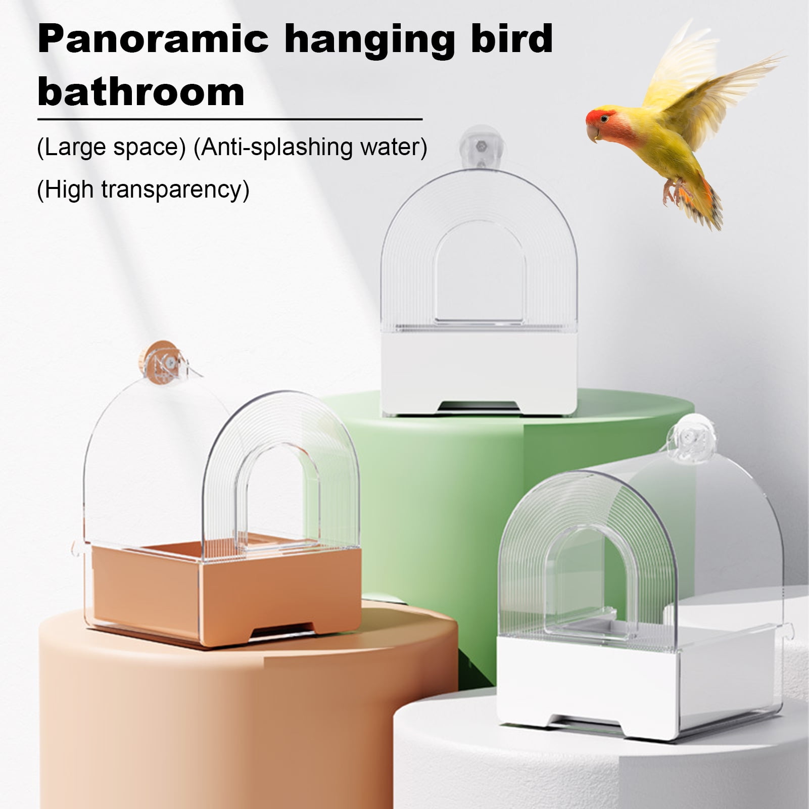 Guiexla Bird Bath Cage Plastic Clear Hanging Bathtub with Bottom Drawer ...