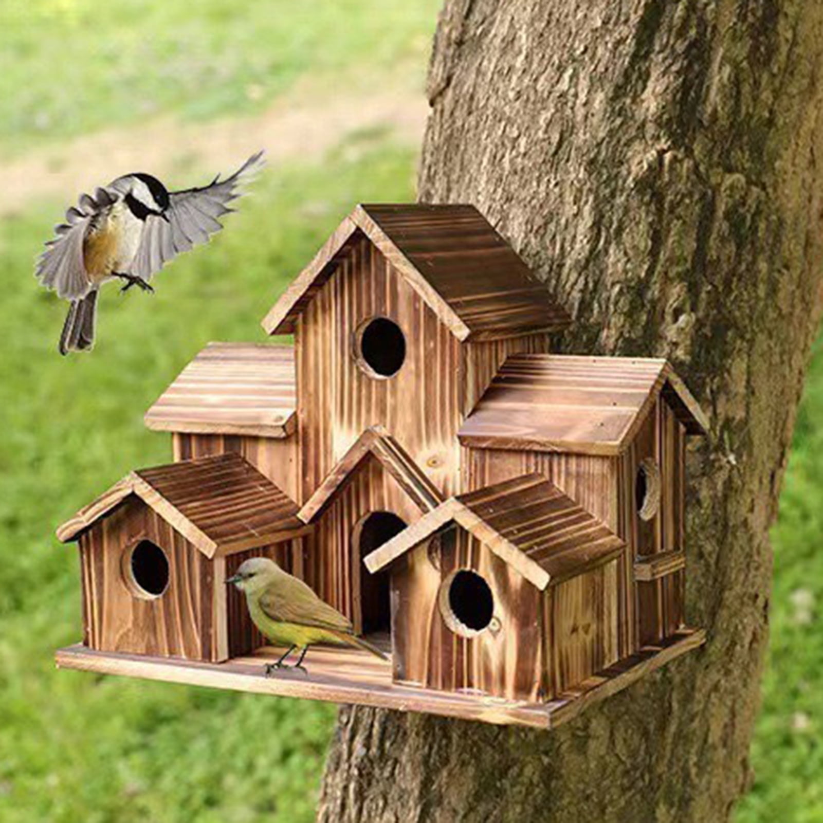 Guiexla Bird Houses for Outside Wooden Hummingbird Nest Bird Feeder ...