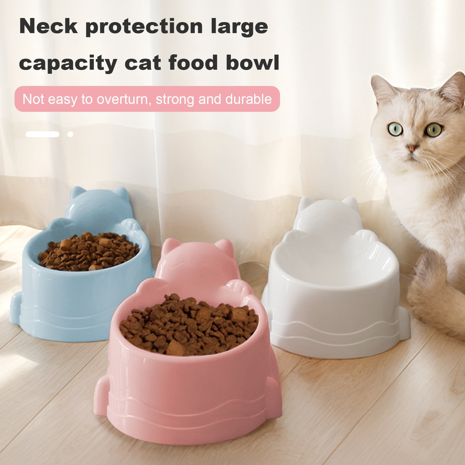 Guiexla Cat Feeder Bowl Anti-dumping Stomach Pressure-reducing Pet ...