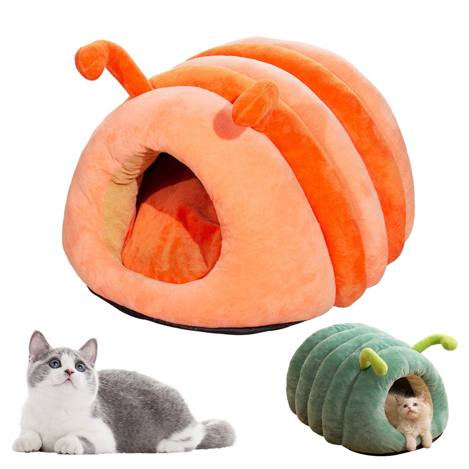 Guiexla Cat Nest with Removable Cushion Pillow Worm Shape Moisture Pet ...
