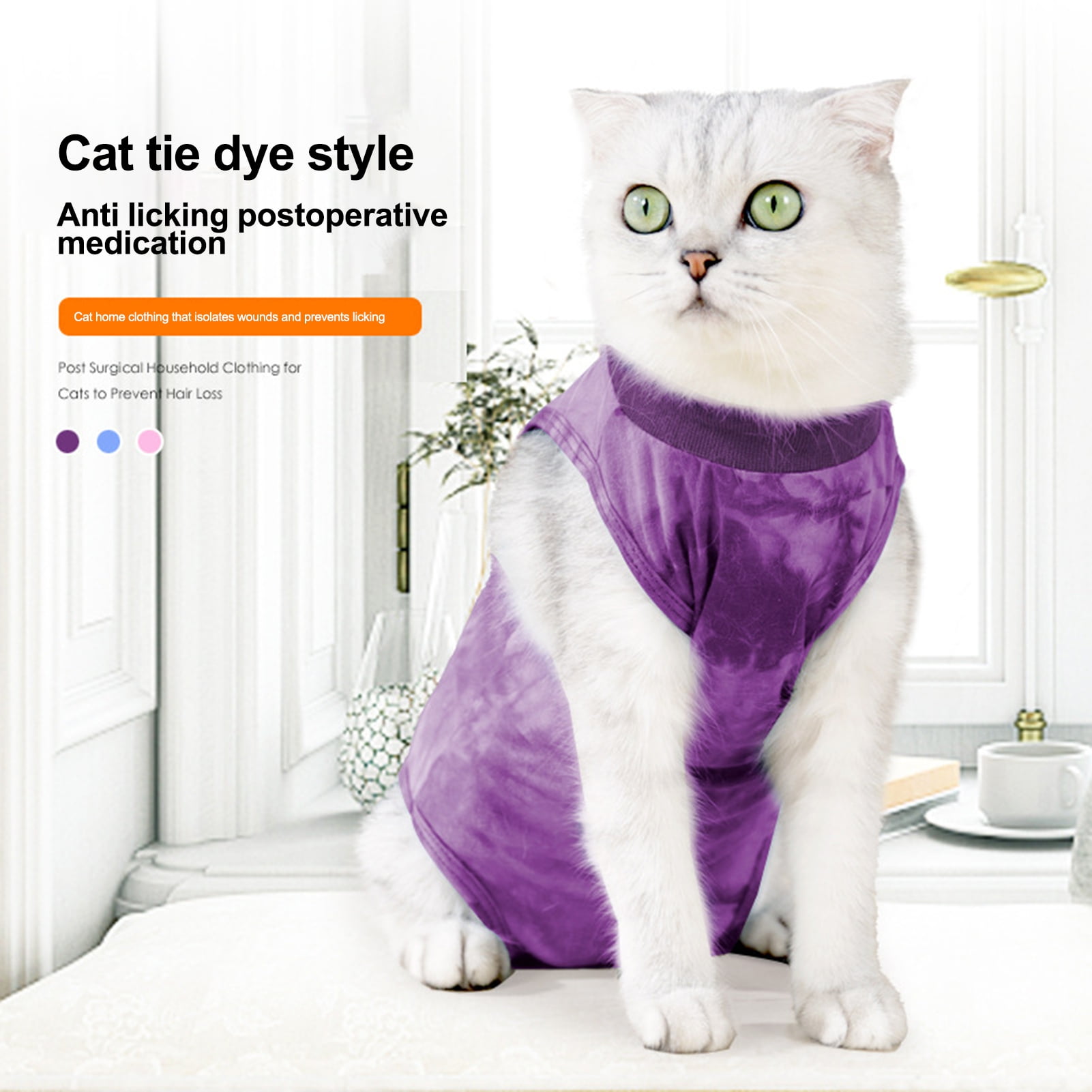 Guiexla Cat Recovery Suit After Surgery Anti Licking Abdominal Wounds ...