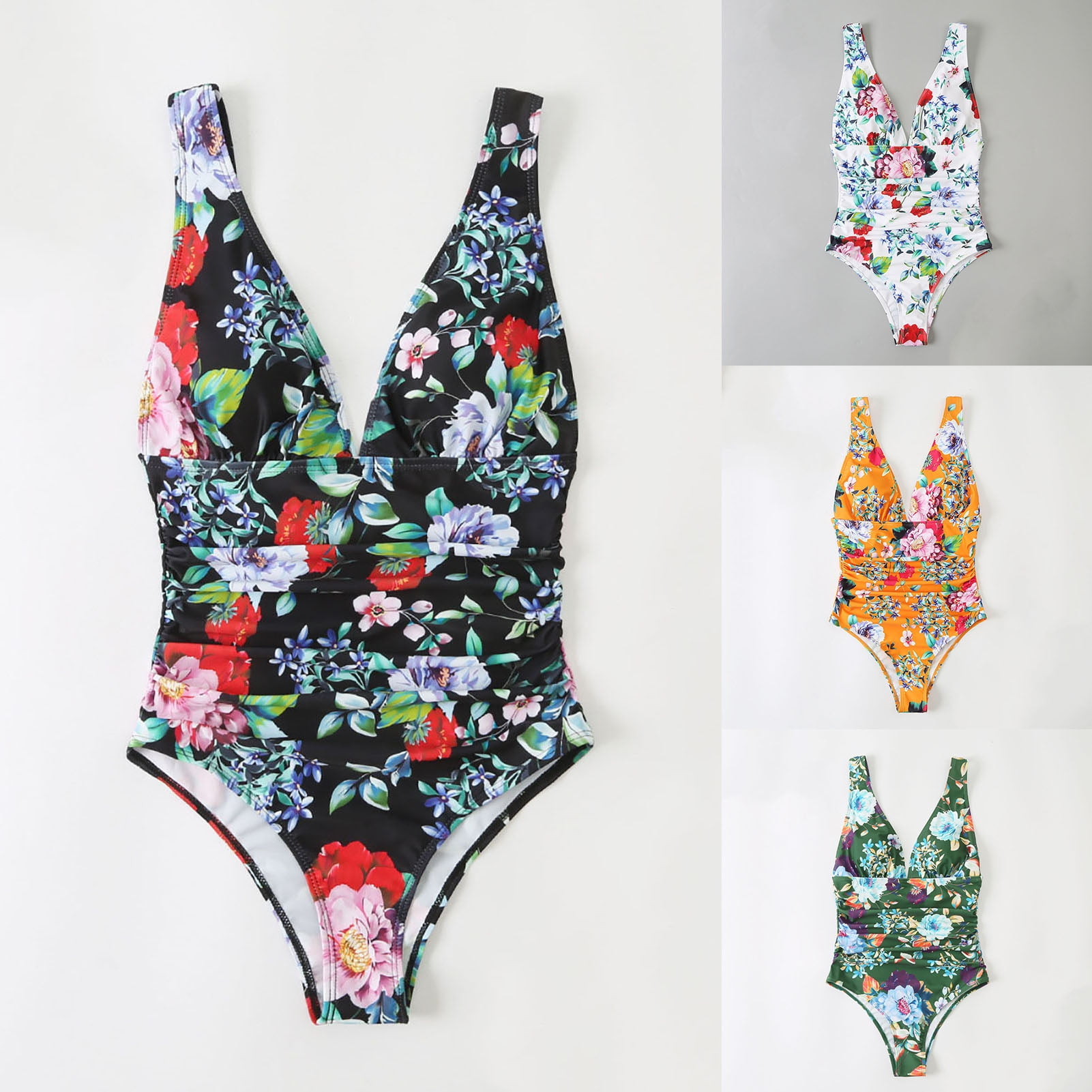 Guiexla Deep V-neck Wide Shoulder Straps Lady Monokini High Waist Vivid ...