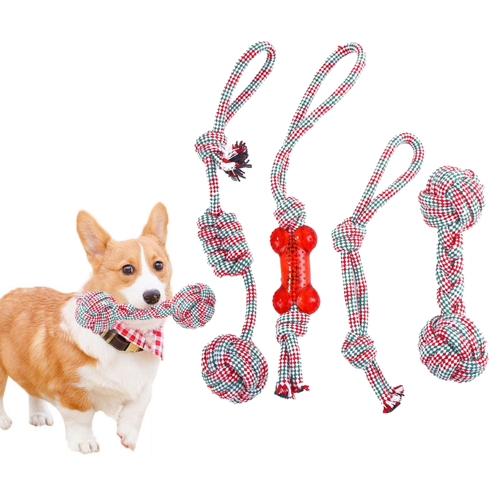 Guiexla Dog Rope Toys Puppy Teething Rope Bite-Resistant Cotton Rope Knot Toys Interactive Dog ...