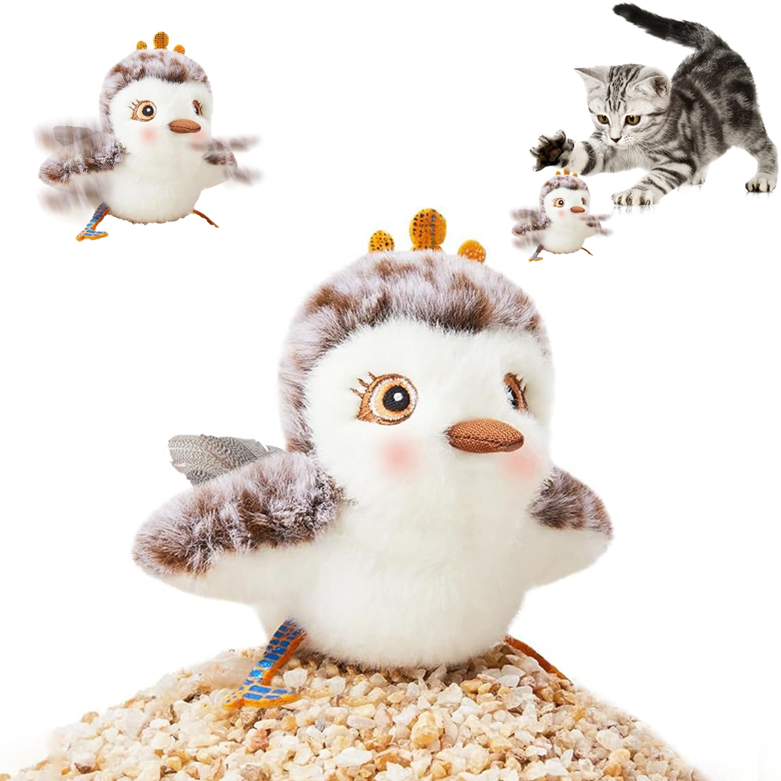 Guiexla Flapping Wings Bird Cat Toy Touch Activated Interactive ...