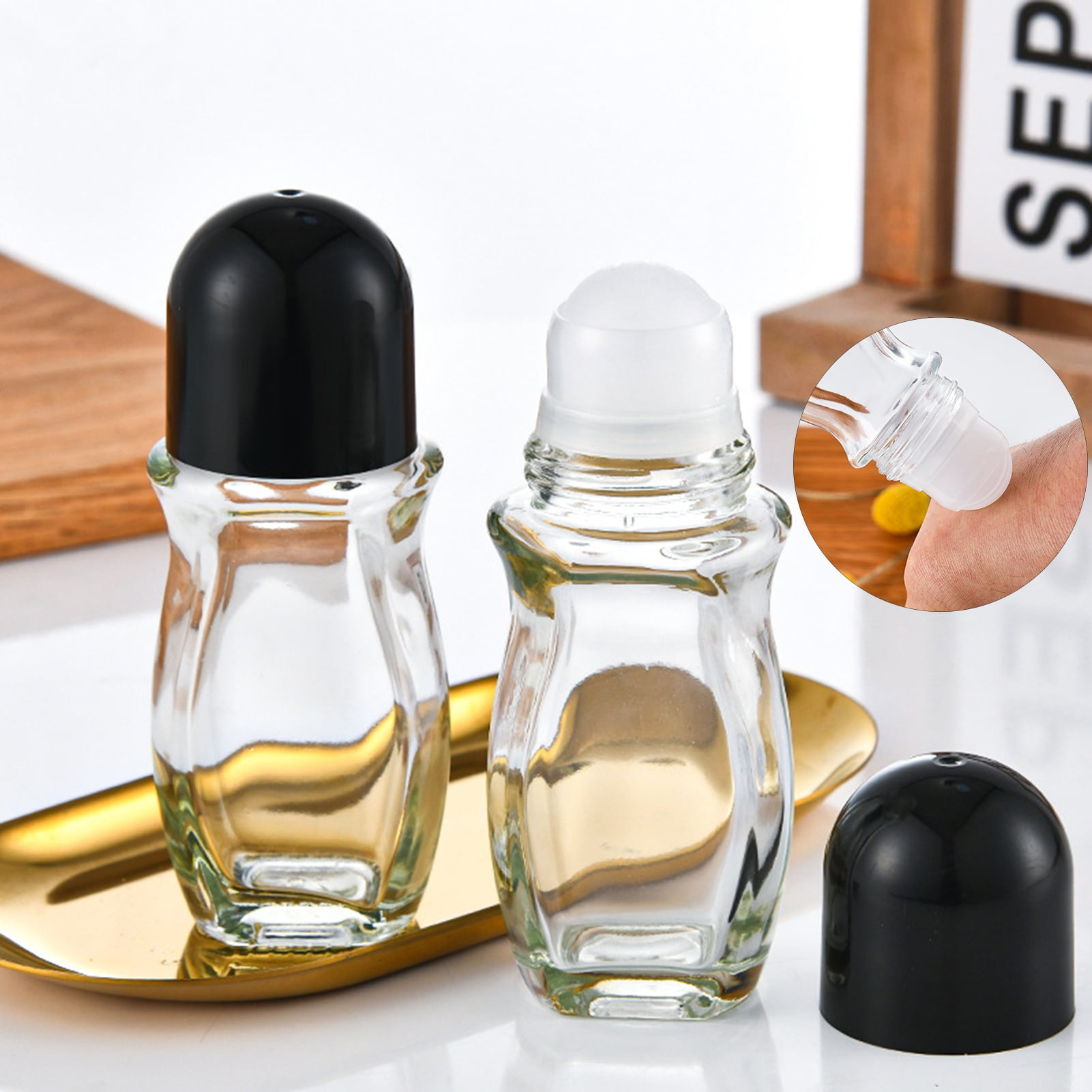 Guiexla Glass Empty Roller Bottle with Roller Ball Leak-Proof Smooth ...