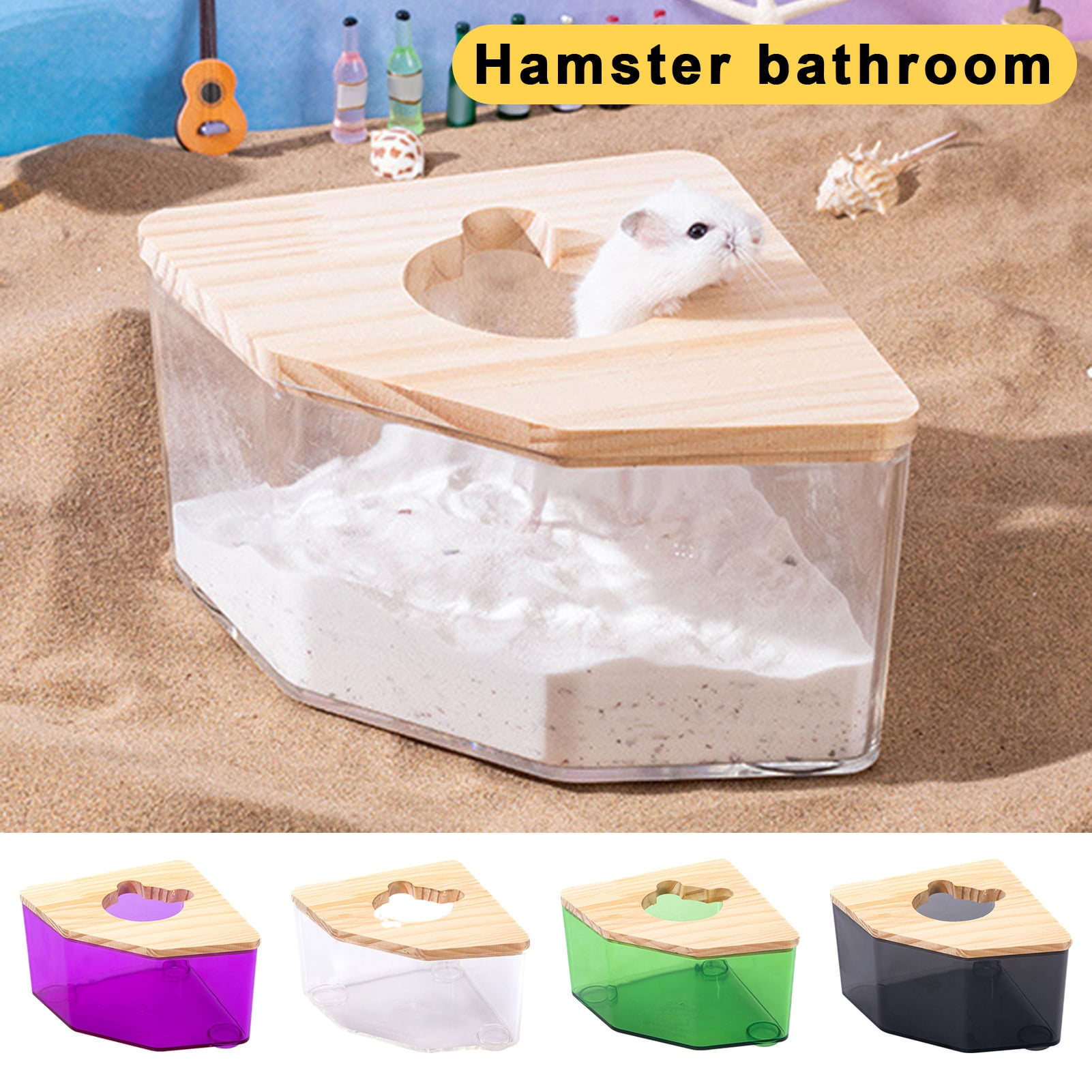 Guiexla Hamster Bathroom Transparent Hamster Sandbox Detachable Small ...