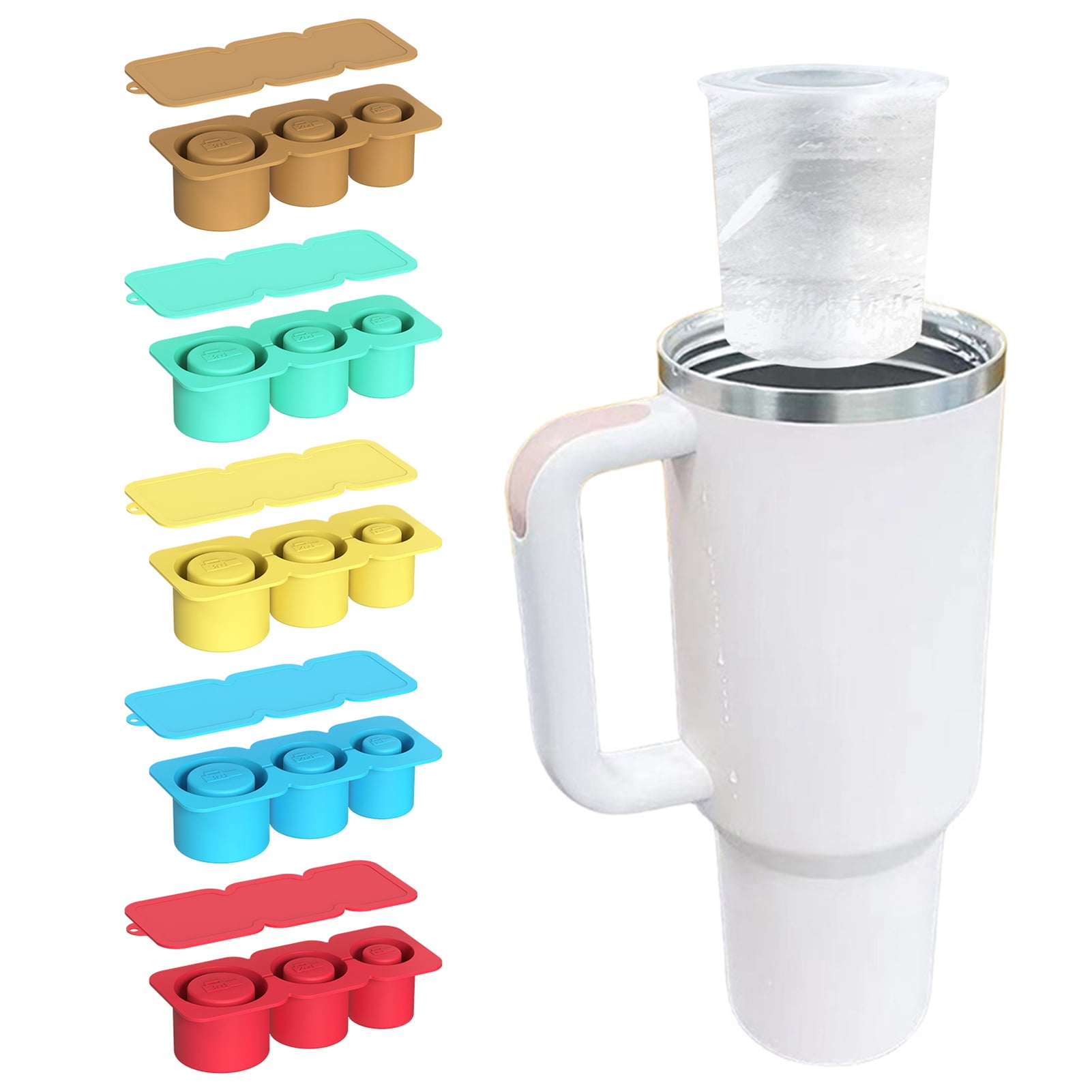 Guiexla Ice Mold for Cups with Lid Silicone Hollow Cylinder Ice Molds ...