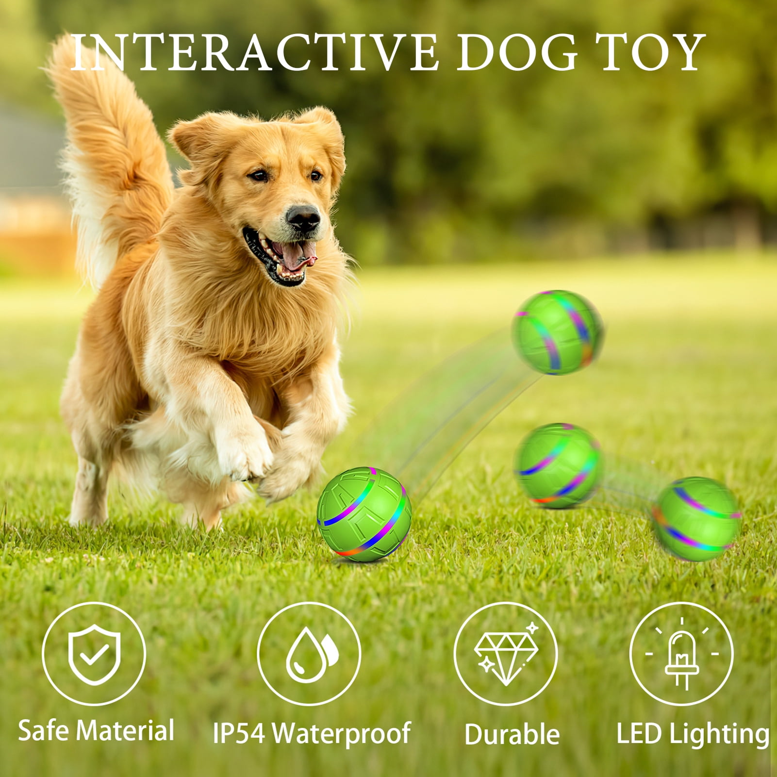 Guiexla Interactive Dog Ball Toy Smart Bouncing And Moving Ball Dog Toy ...