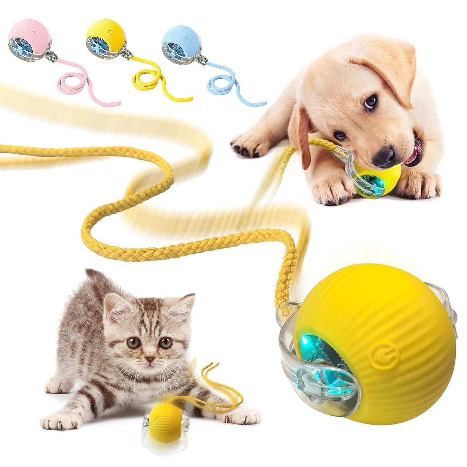 Guiexla Interactive Rolling Ball Cat Toy Motion Activated Electric ...