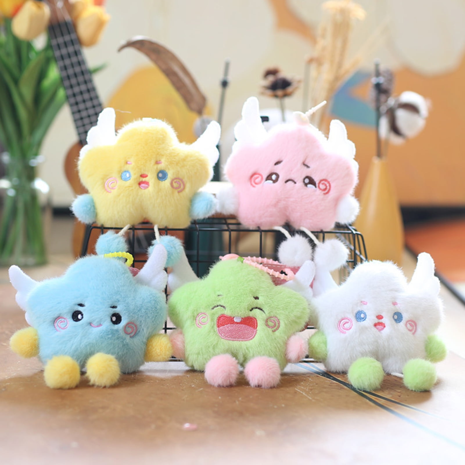 Guiexla Little Star Cloud Doll Plush Pendant Keychain Furry Hands Legs ...