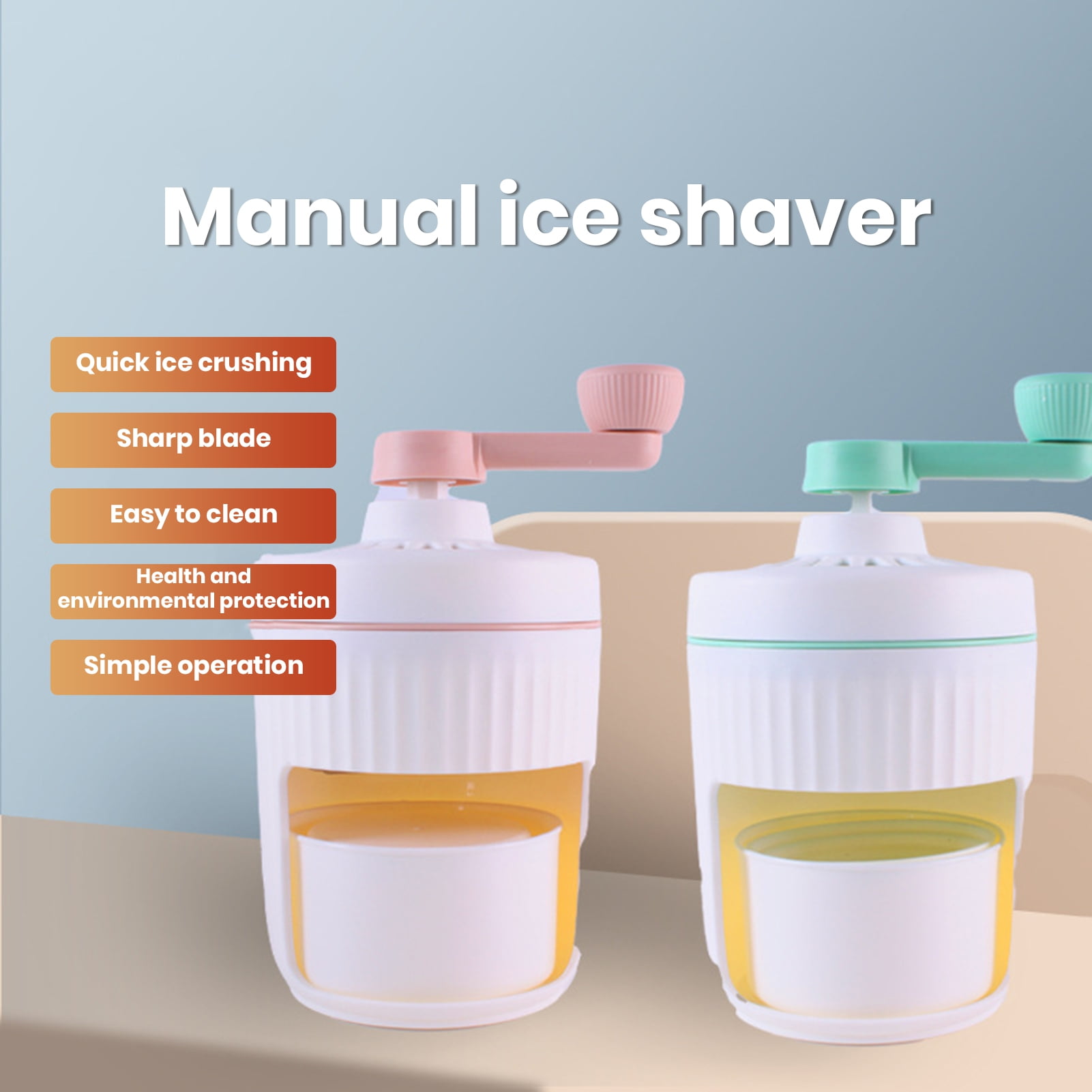 Guiexla Manual Ice Shaver Snow Cone Machine Stainless Steel Blade Hand ...